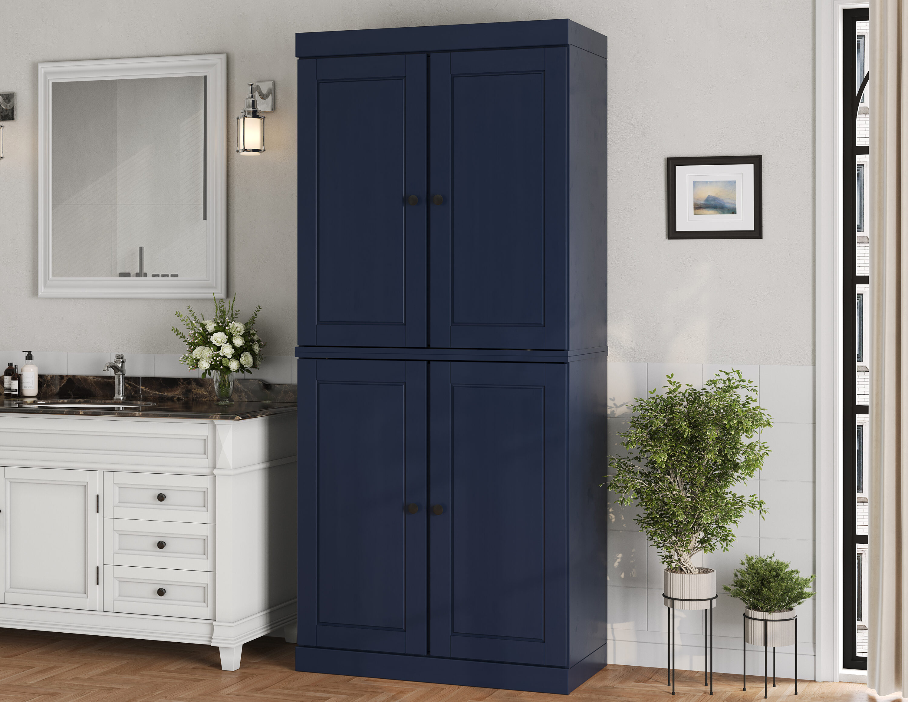 Palace Imports 32-in W Solid Wood Tall Modular Raised Panel Bathroom ...