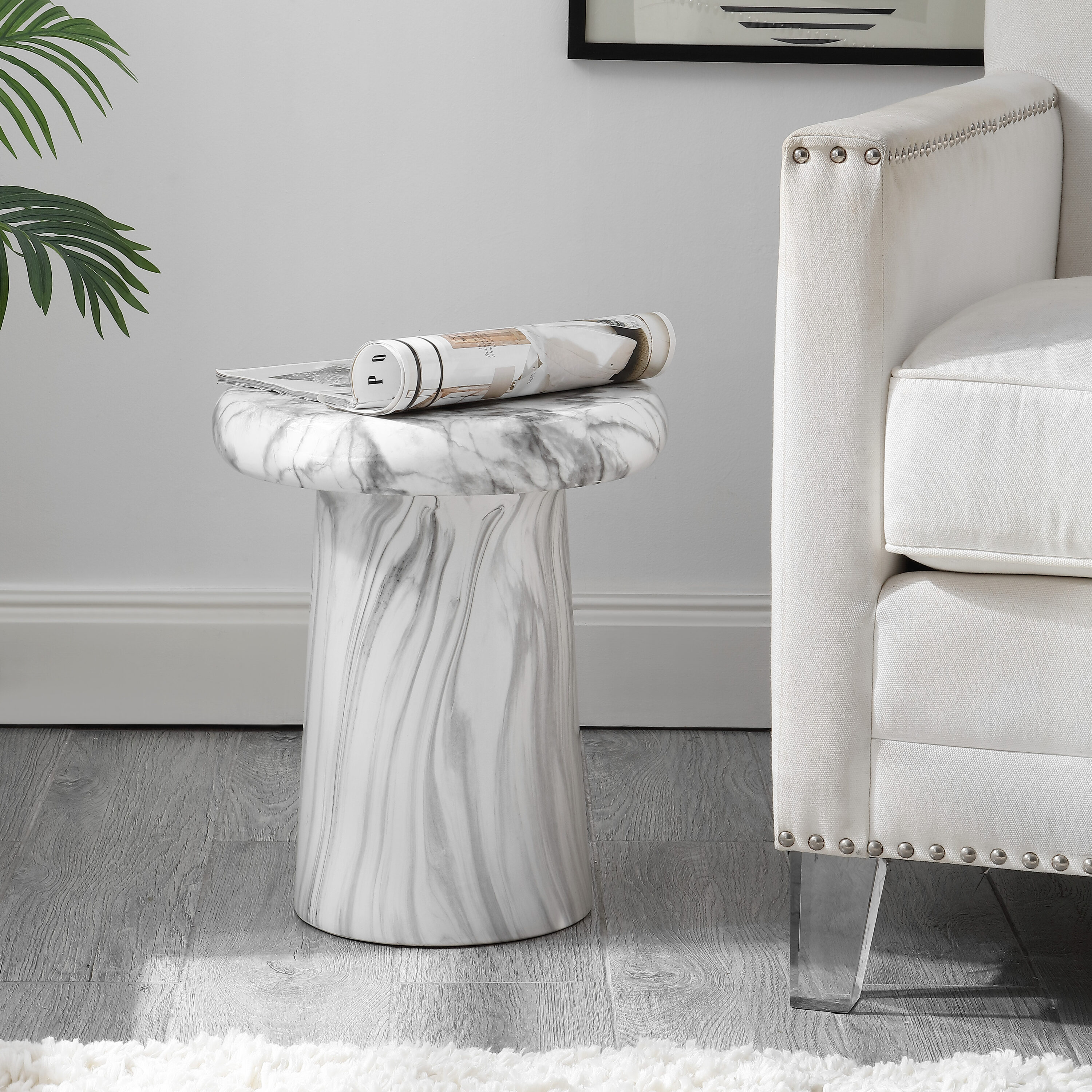Safavieh Noldita 15.75 Inch White Marble Ceramic Garden Stool in the ...