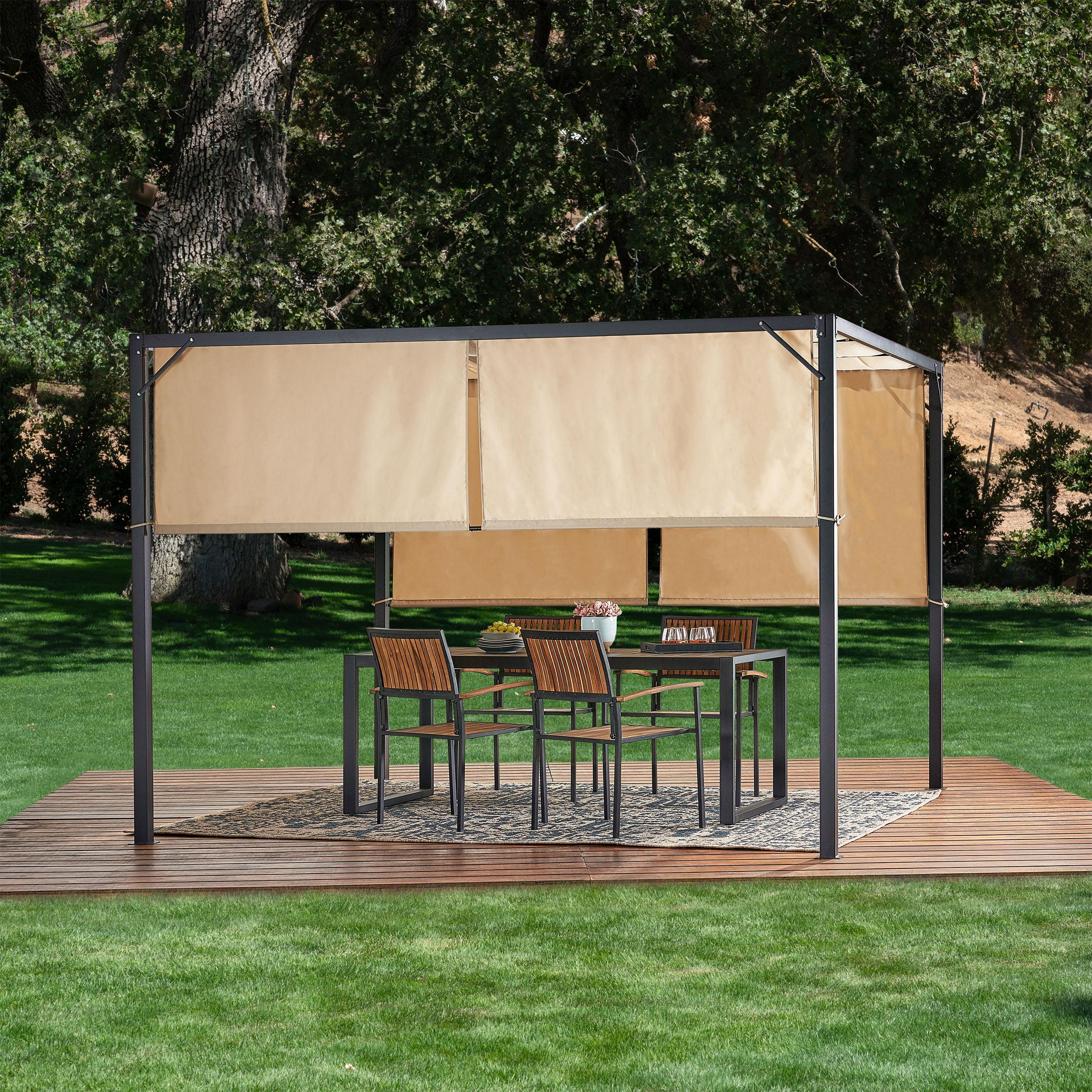 CESICIA 9-ft x 9-ft Gazebos Beige Gazebo with Soft Top Roof in the ...