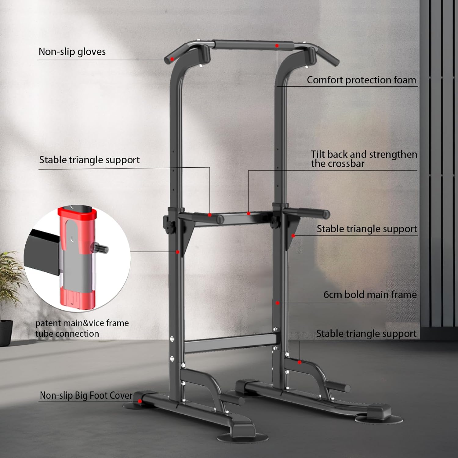 Garvee 330LBS All In One Adjustable Power Tower Pull Up Dip Stand Multi ...