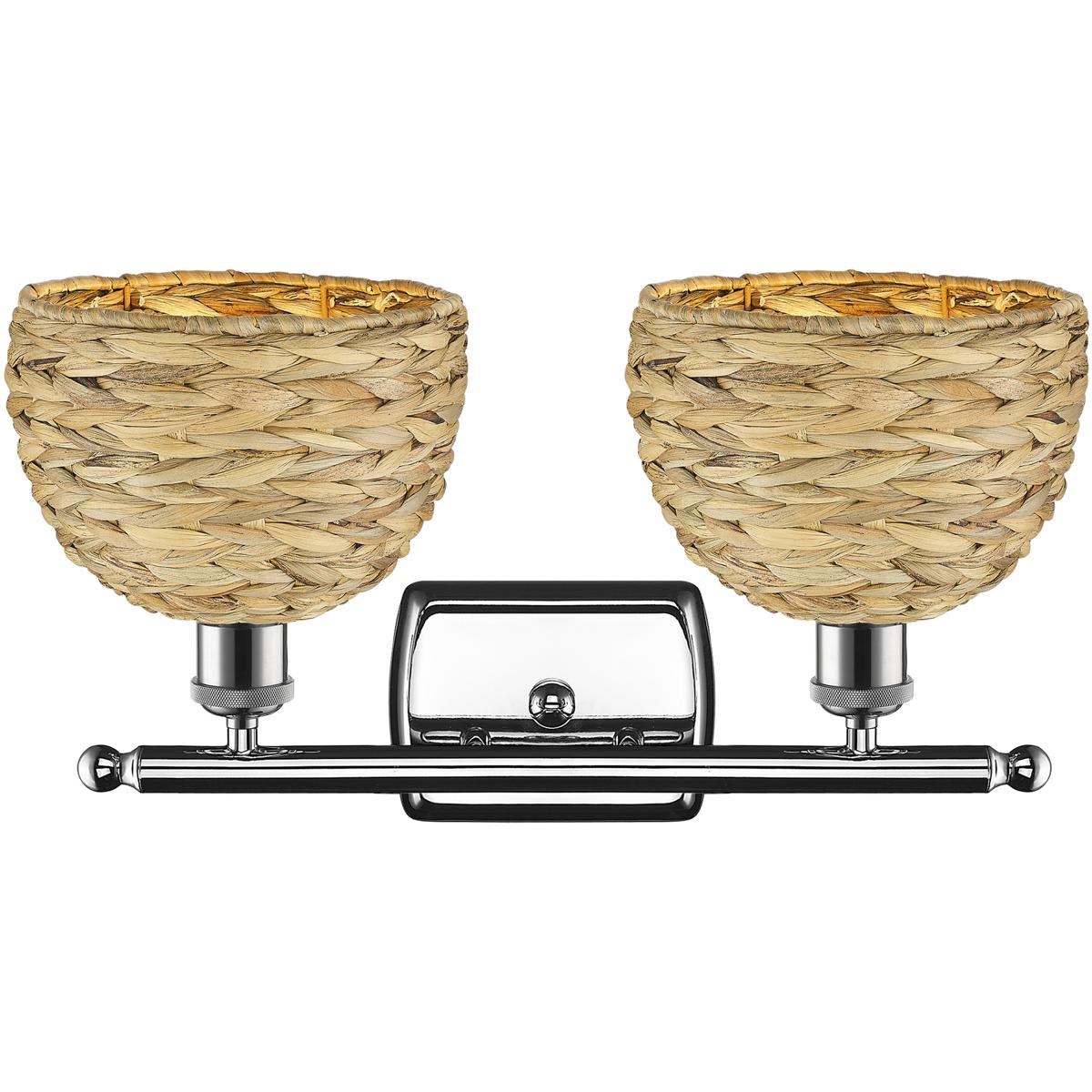 Innovations Lighting 516-2W-PC-RBD-8-NAT Woven Rattan Bathroom Vanity ...