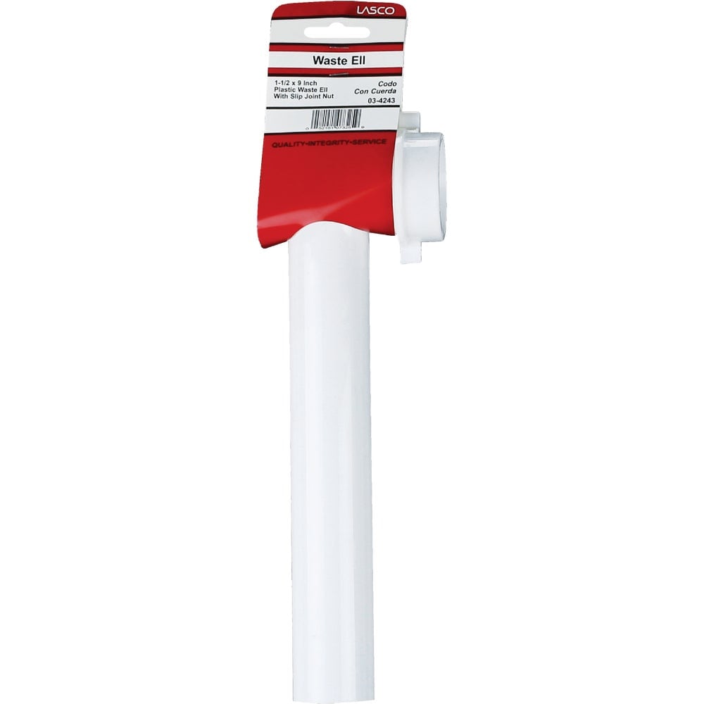 LASCO 03-4243 1-1/2-Inch by 9-Inch White Plastic Slip Joint Waste Arm ...