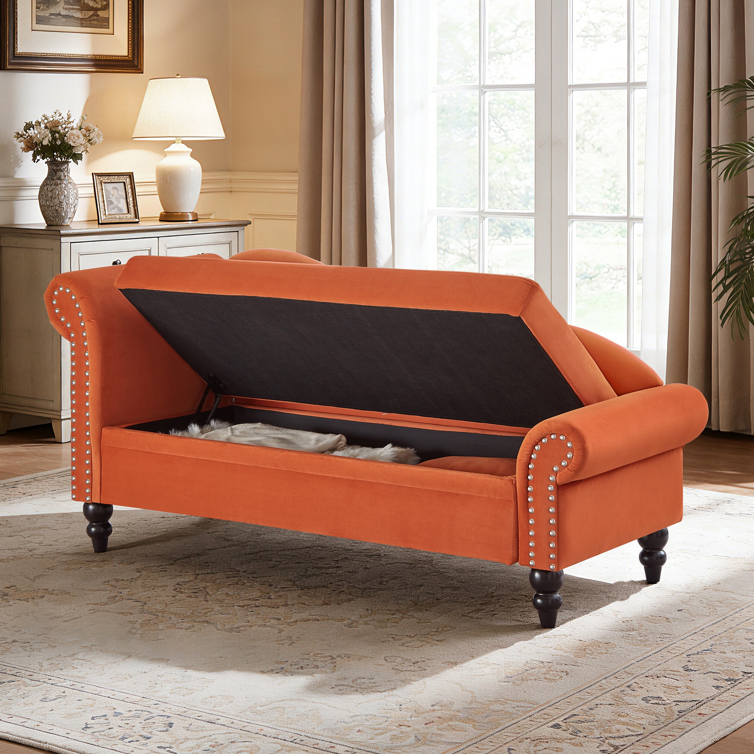 KTMBDW Modern Chaise Lounge Chair Indoor - Velvet Upholstered Sofa Bed ...