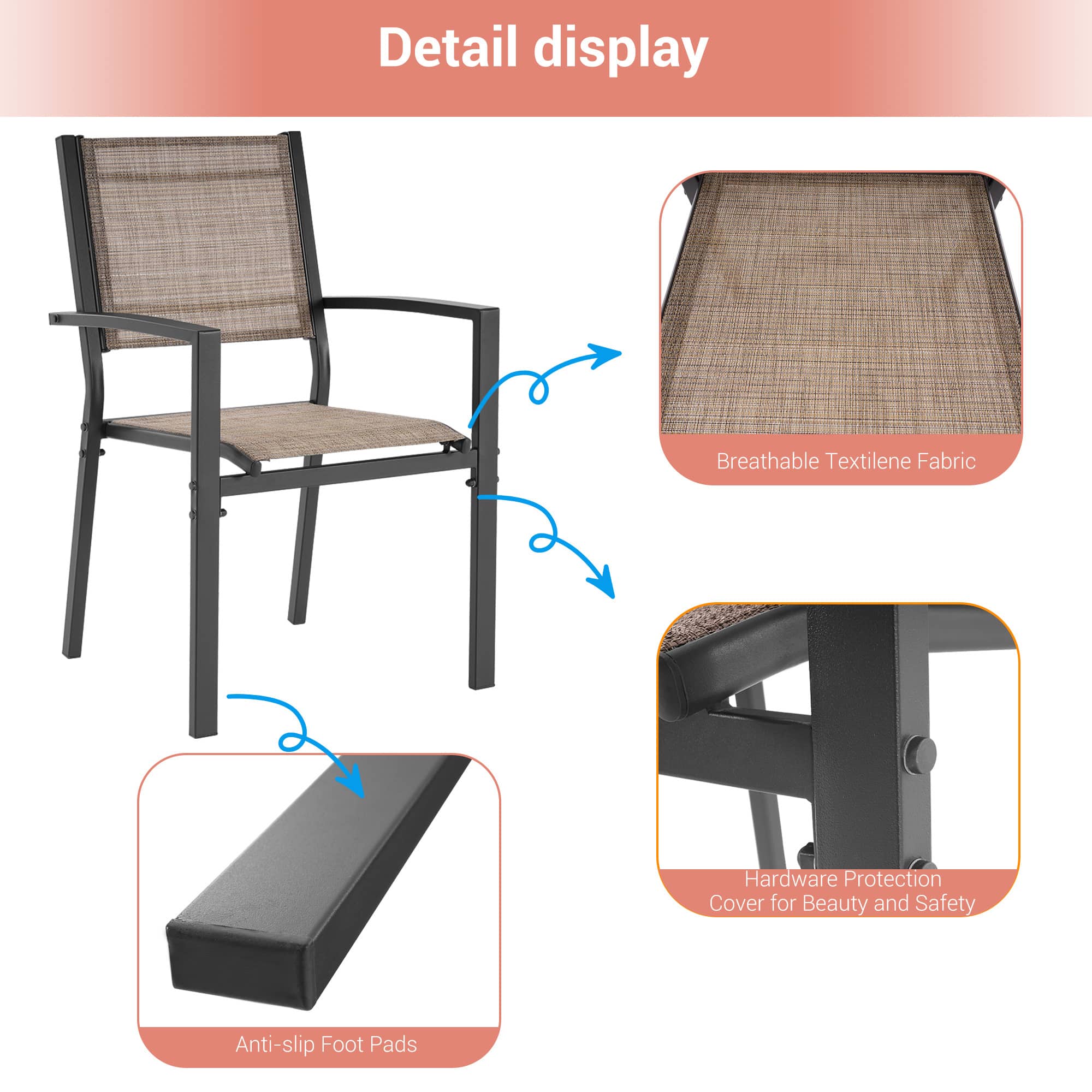 Aok Garden 7 Pcs PVC Coated Polyester Outdoor Dinging Furniture Set ...