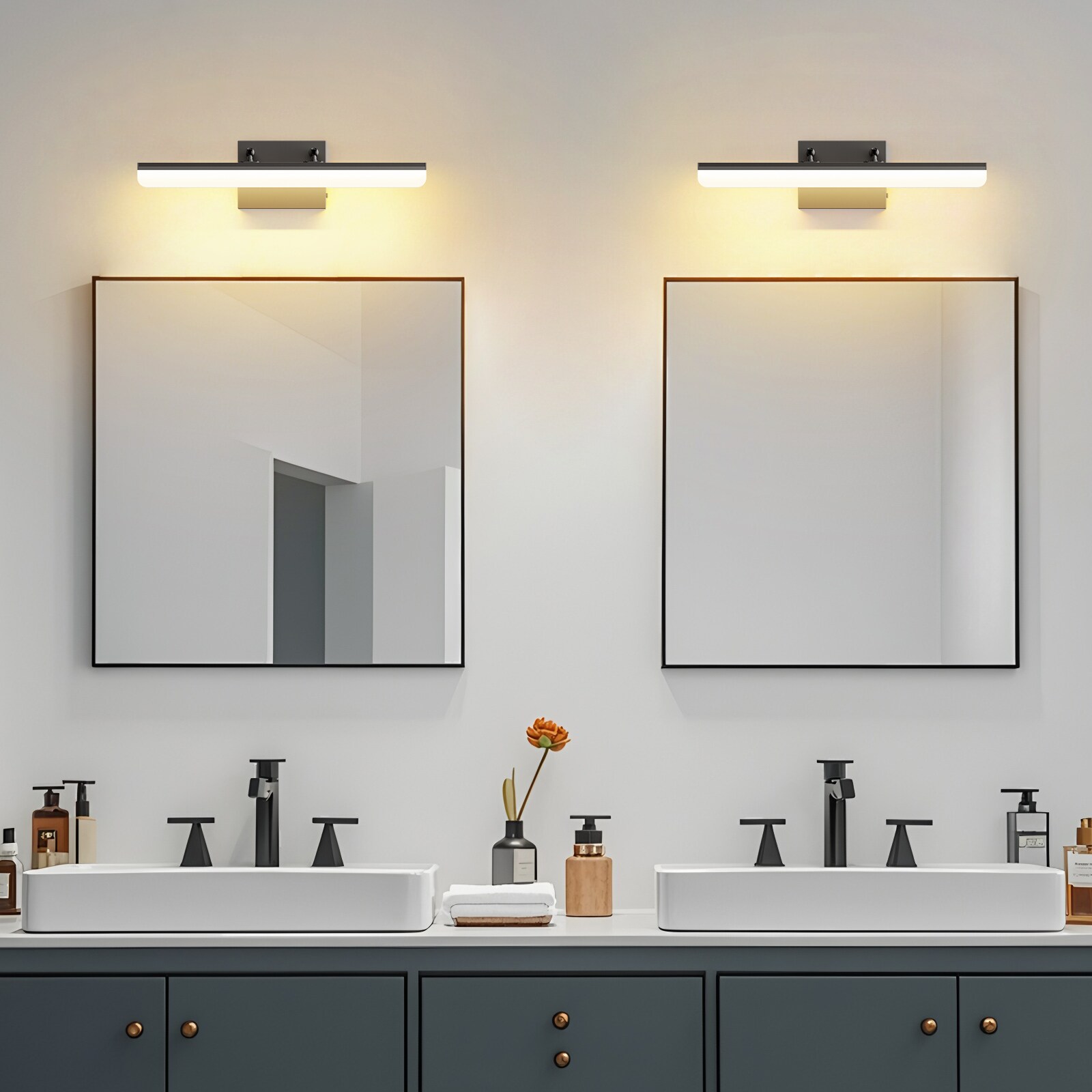 JOOSENLUX 16-in Matte Black Modern Linear LED Vanity Light 12W ...