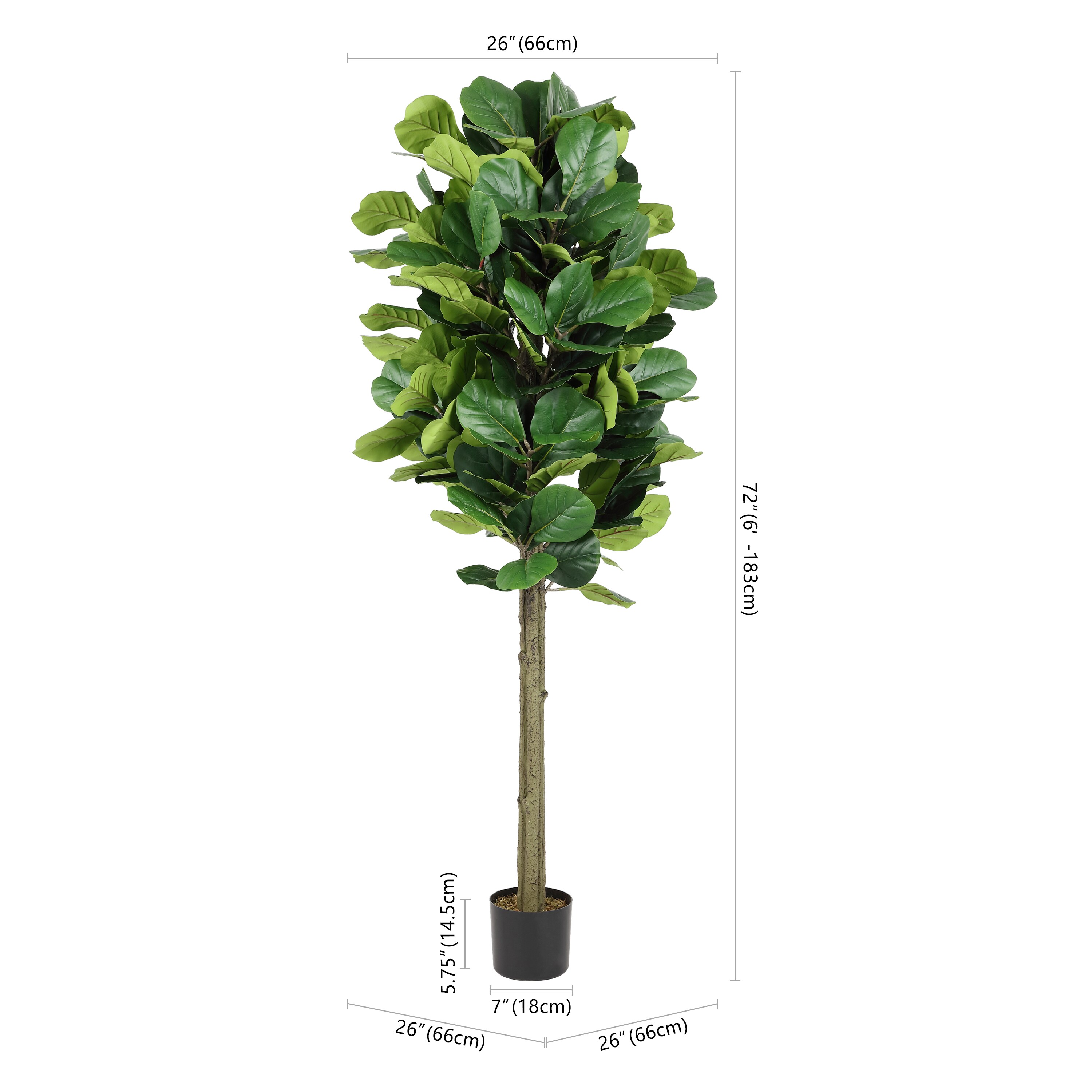 Safavieh Faux 72 Inch Potted Fiddle Leaf Fig Tree in the Artificial ...