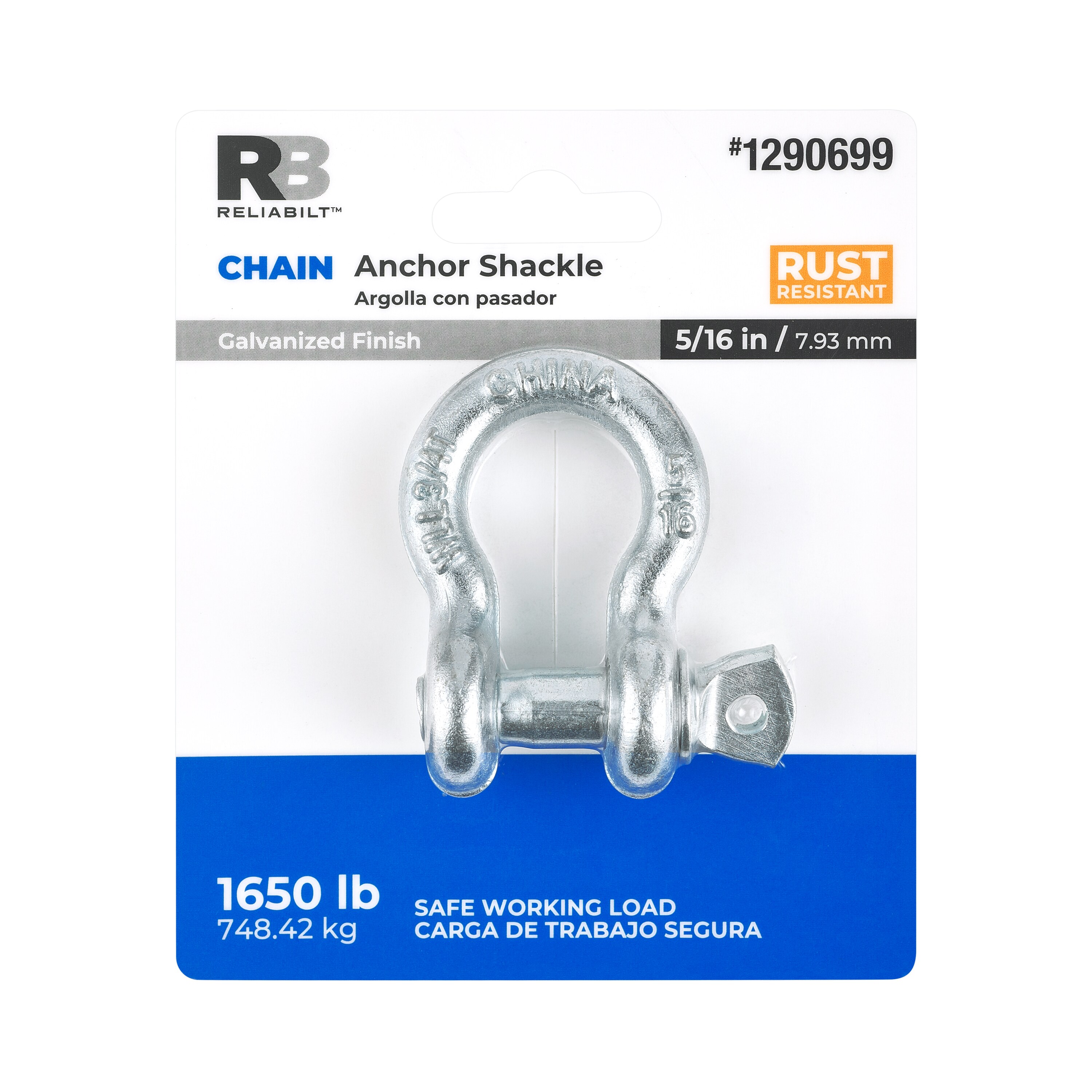 RELIABILT N100-348 (v3250) Anchor Shackles In Galvanized in the Rope ...