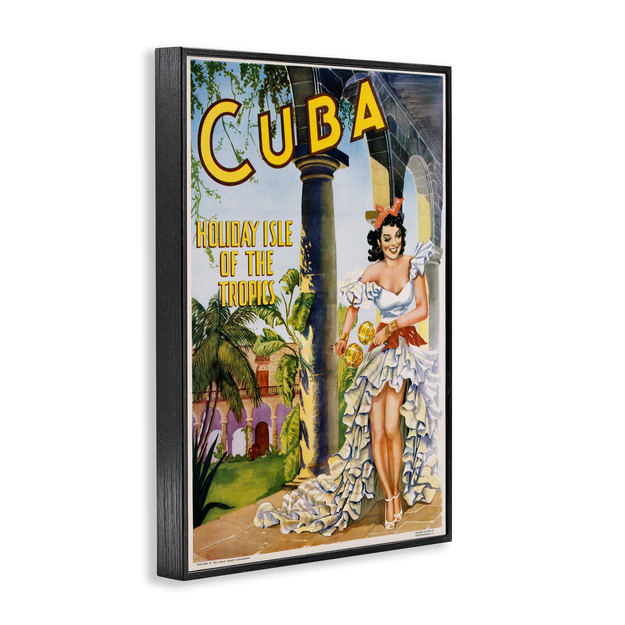 Stupell Industries Cuba Travel Advertisement Black Framed Giclee Art By ...