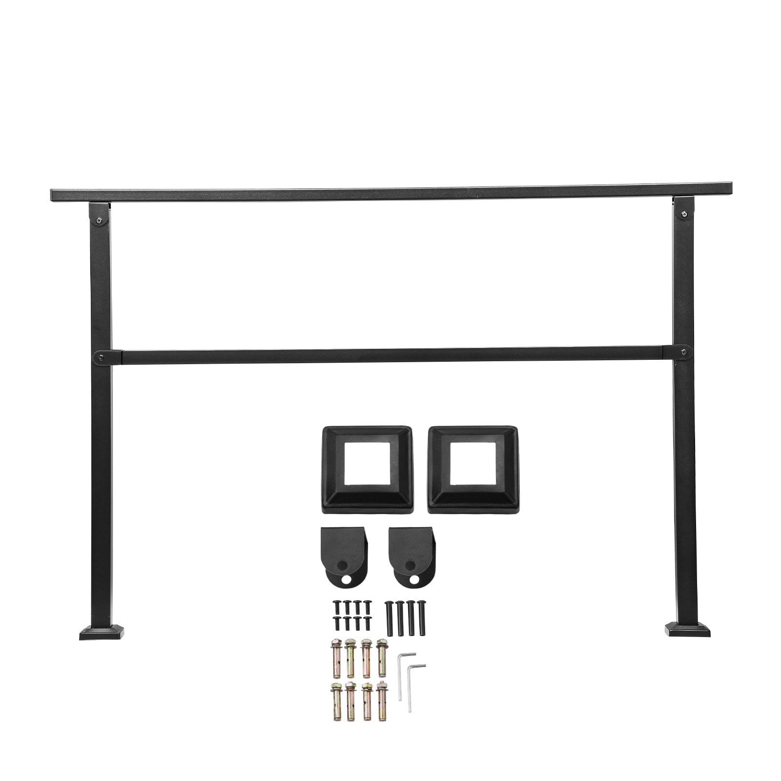 LUXEYARD Outdoor Handrails for 4-5 Step Stairs Black Square Tube Easy ...