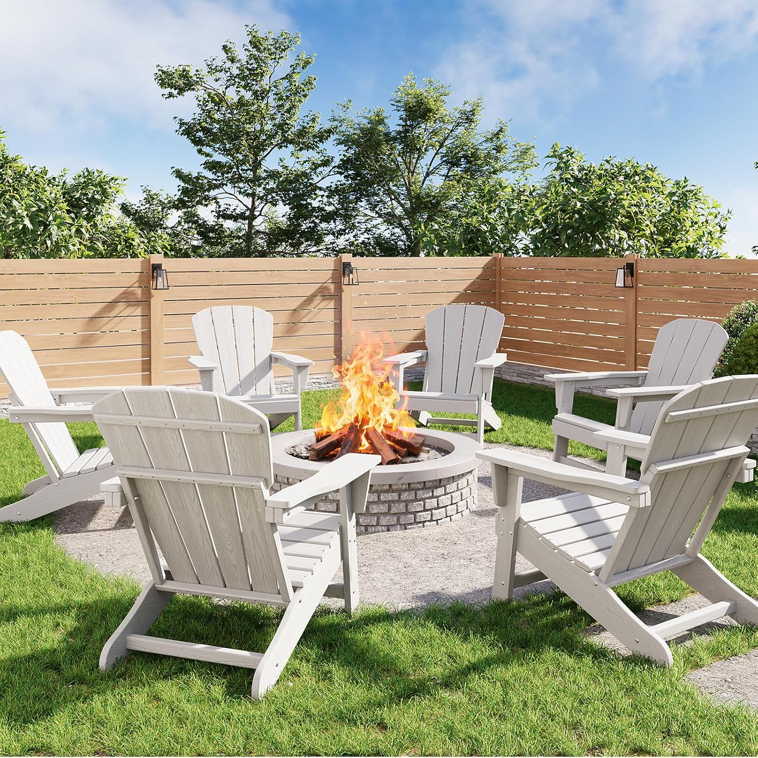 Garvee Modern HDPE Plastic Adirondack Chair Set of 6 Oversize 380 LB ...