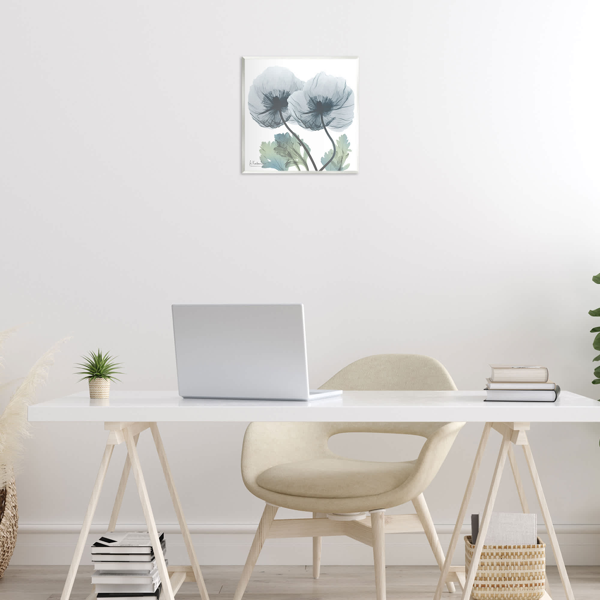 Stupell Industries Double Modern Flower Blossoms Wall Plaque Art By ...