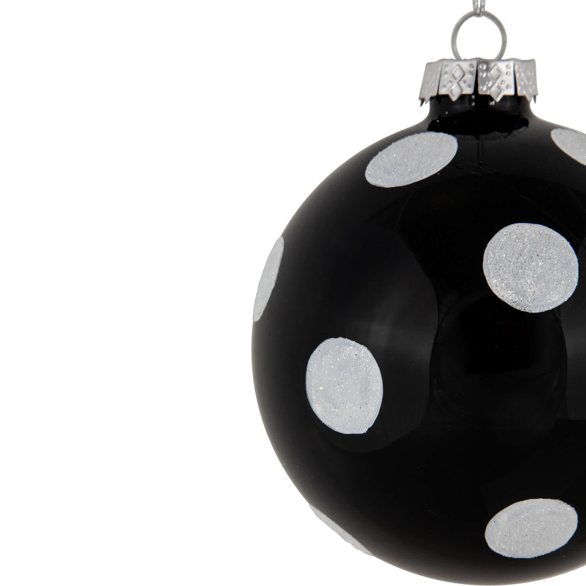 Northlight Polka Dot Christmas Glass Ball Ornaments - 4 inch - Black ...