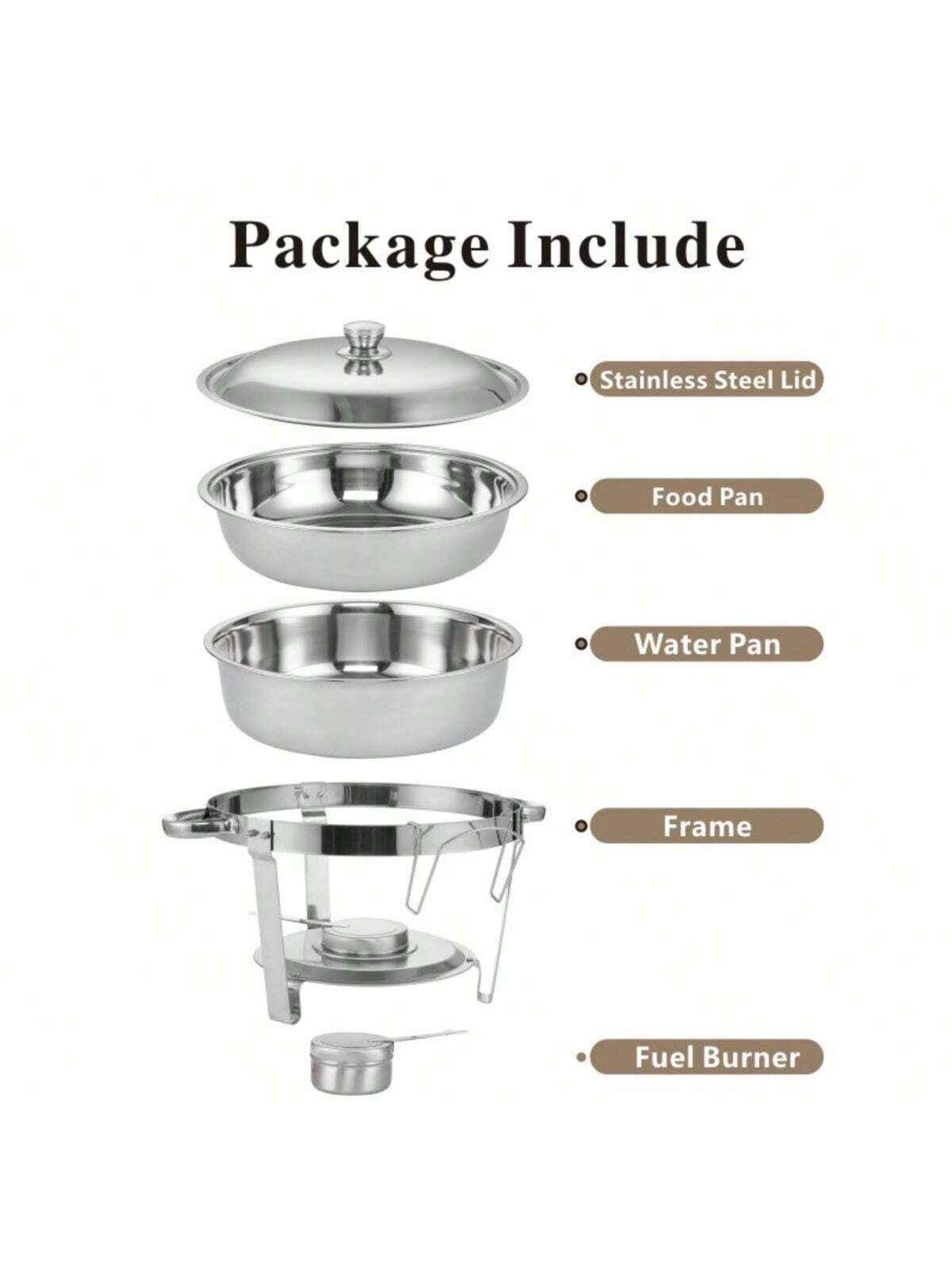 Qeetex 2 Packs Chafing Dish Buffet Set. Stainless Steel Round Chafing ...