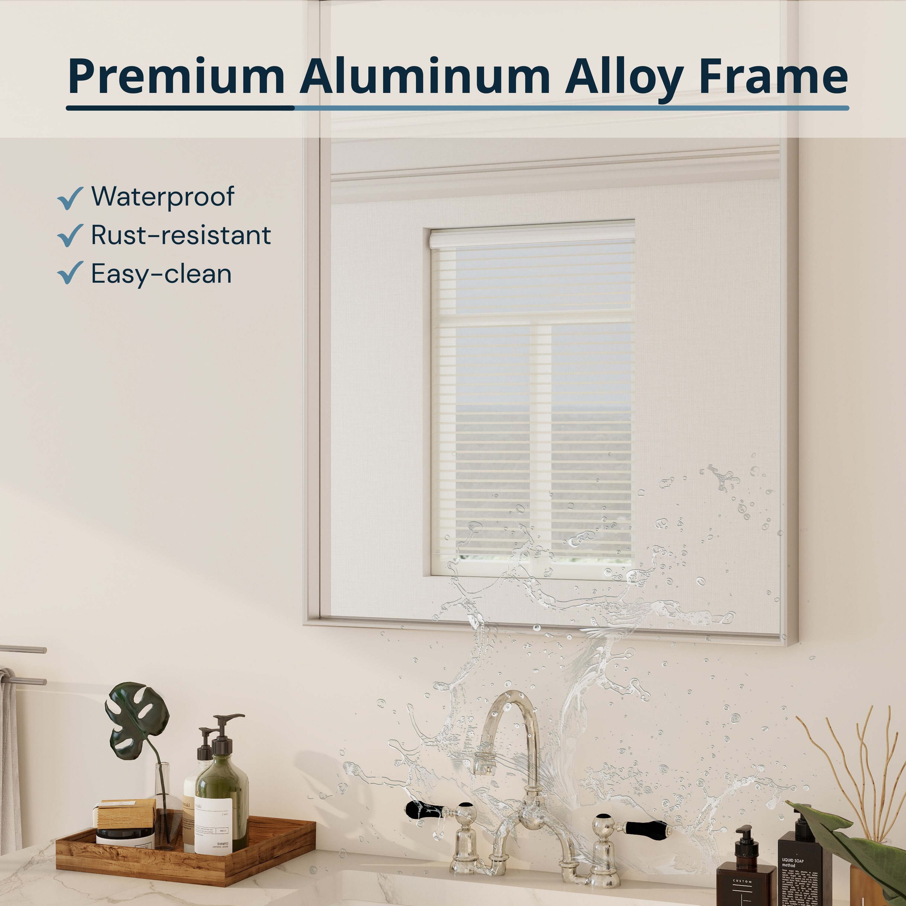 ONWITH Bathroom Mirrors 40-in W x 32-in H Aluminum Framed Rectangular ...