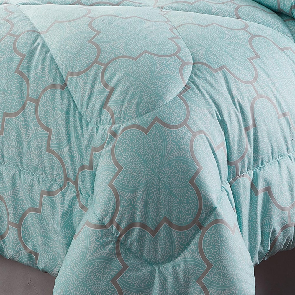 Bibb Home 8 Pc Down Alternative Comforter Set Trellis Damask King ...