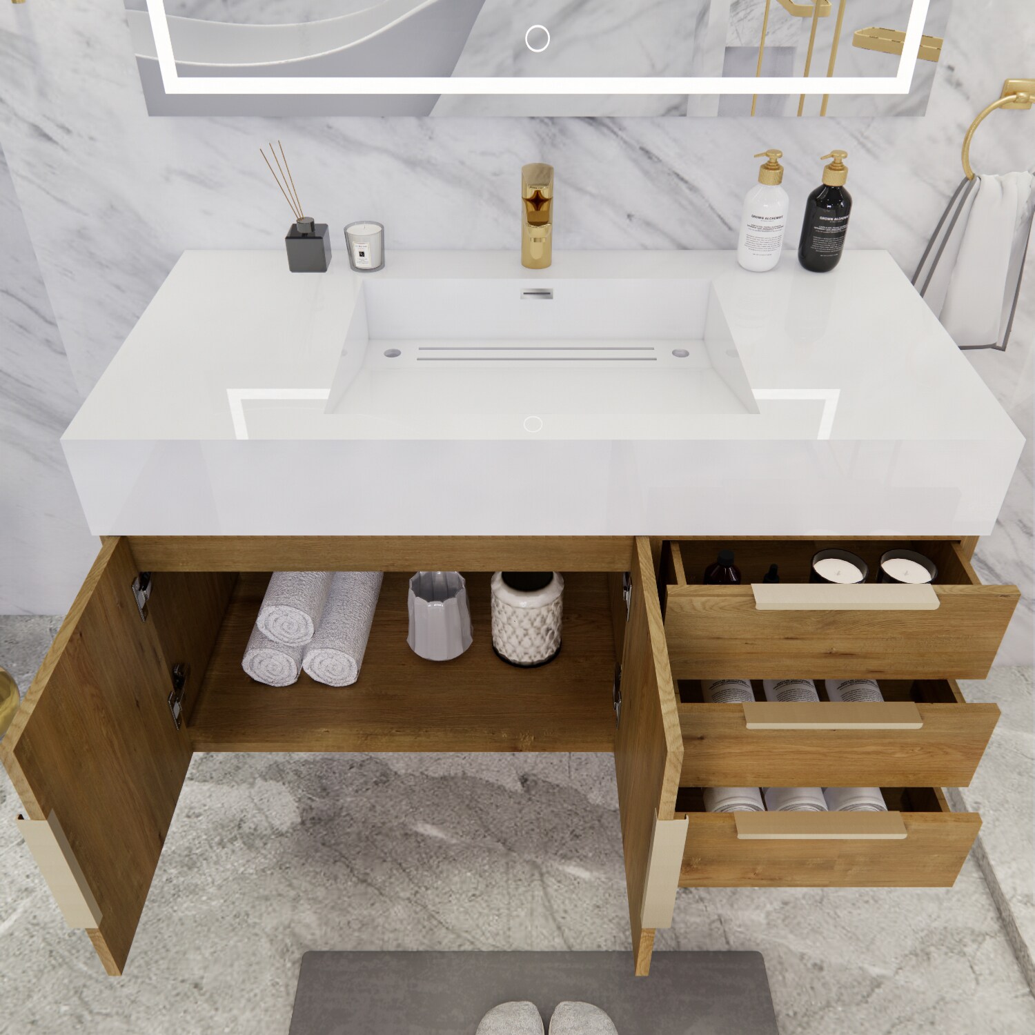BV Better Vanity Bethany 42-in Oak / Right Side Drawers Single Sink ...