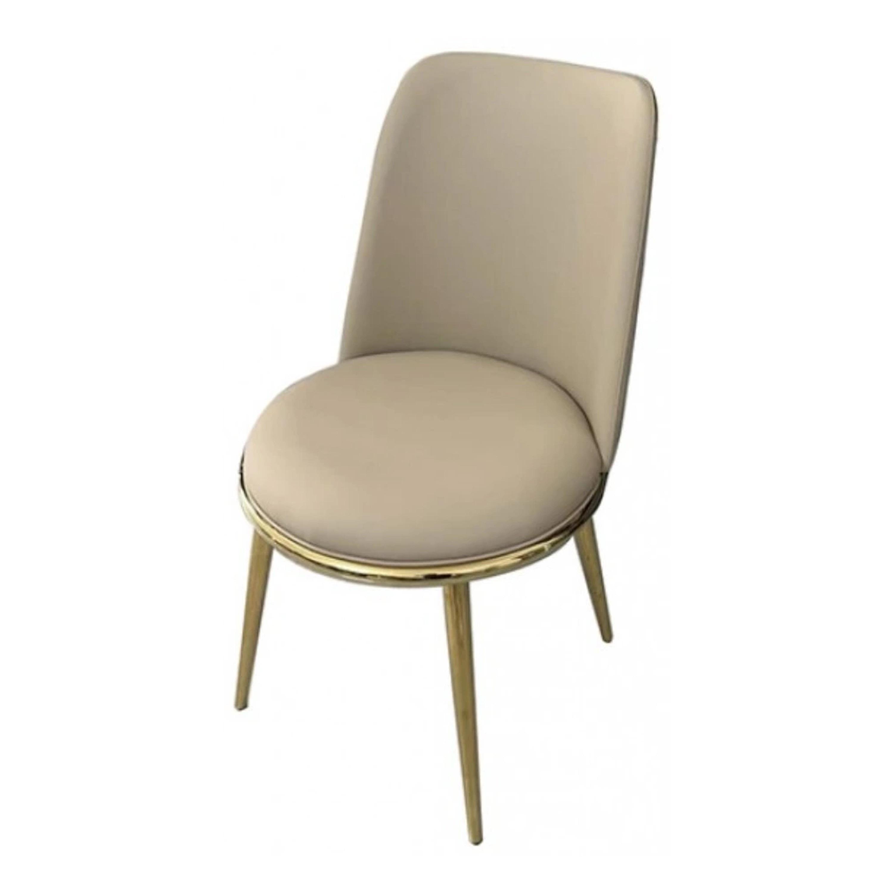 Benzara Relli Side Dining Chair Set of 2-Gold Metal-Taupe Faux Leather ...