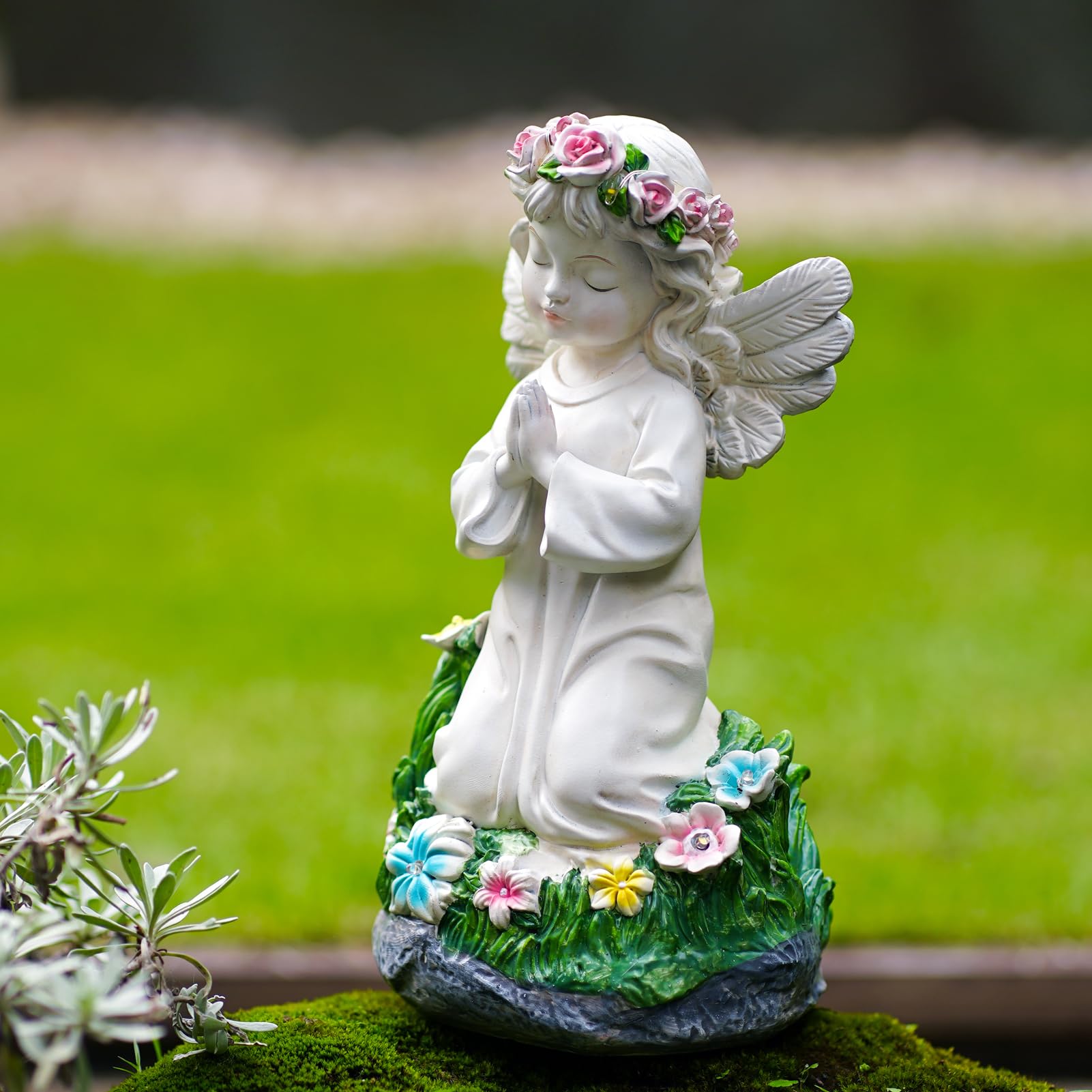 Etokfoks Solar Angel Garden Statue Outdoor Decor for Yard Patio ...