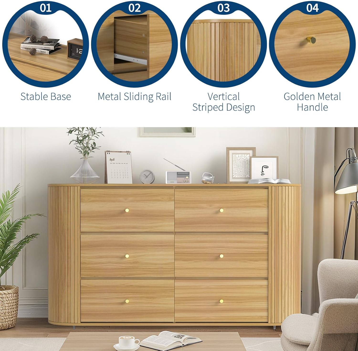 Garvee Dresser with Power Outlet Farmhouse Dresser with Metal Handle ...
