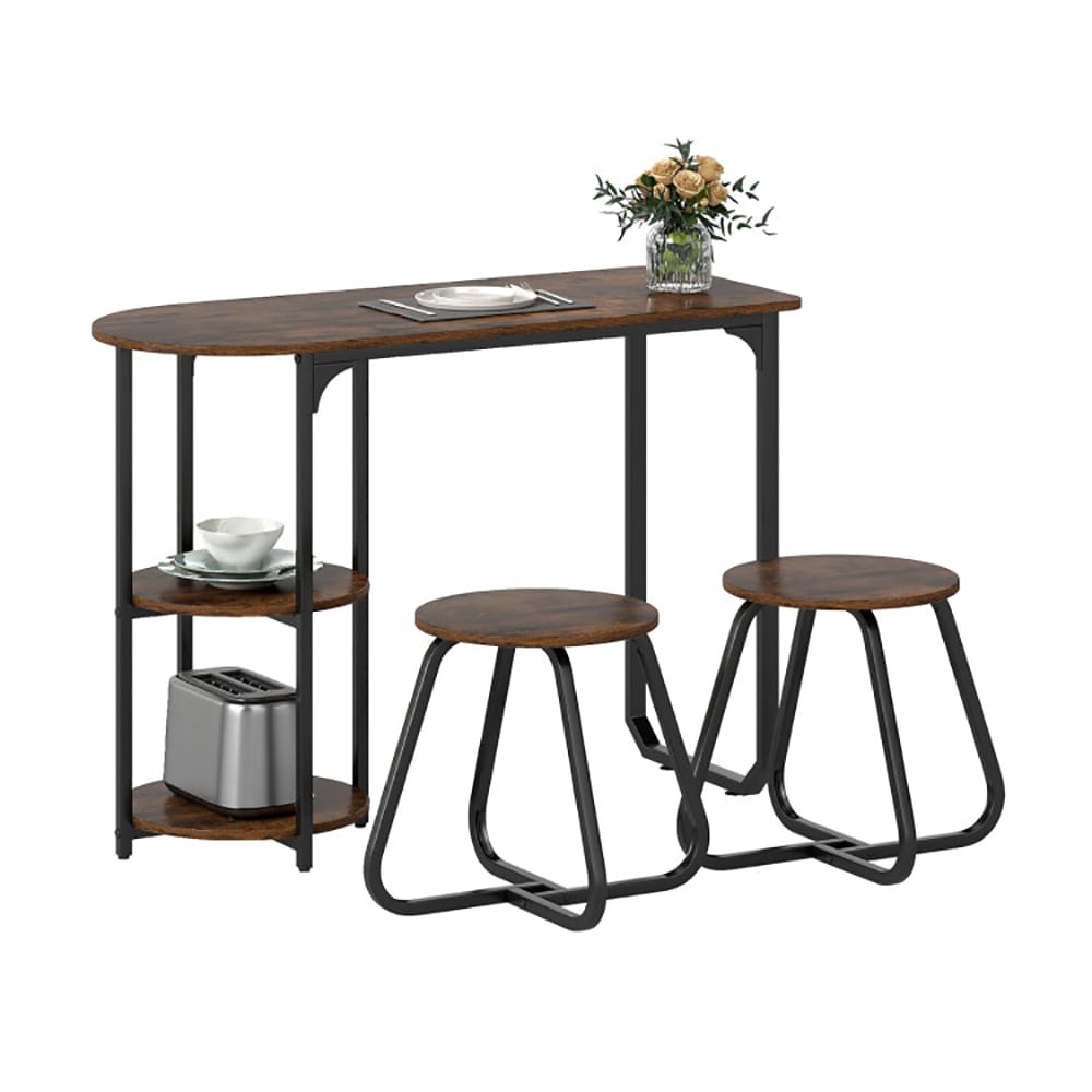 Tinyhomie 3 Piece Industrial Dining Table Set for Small Space ...