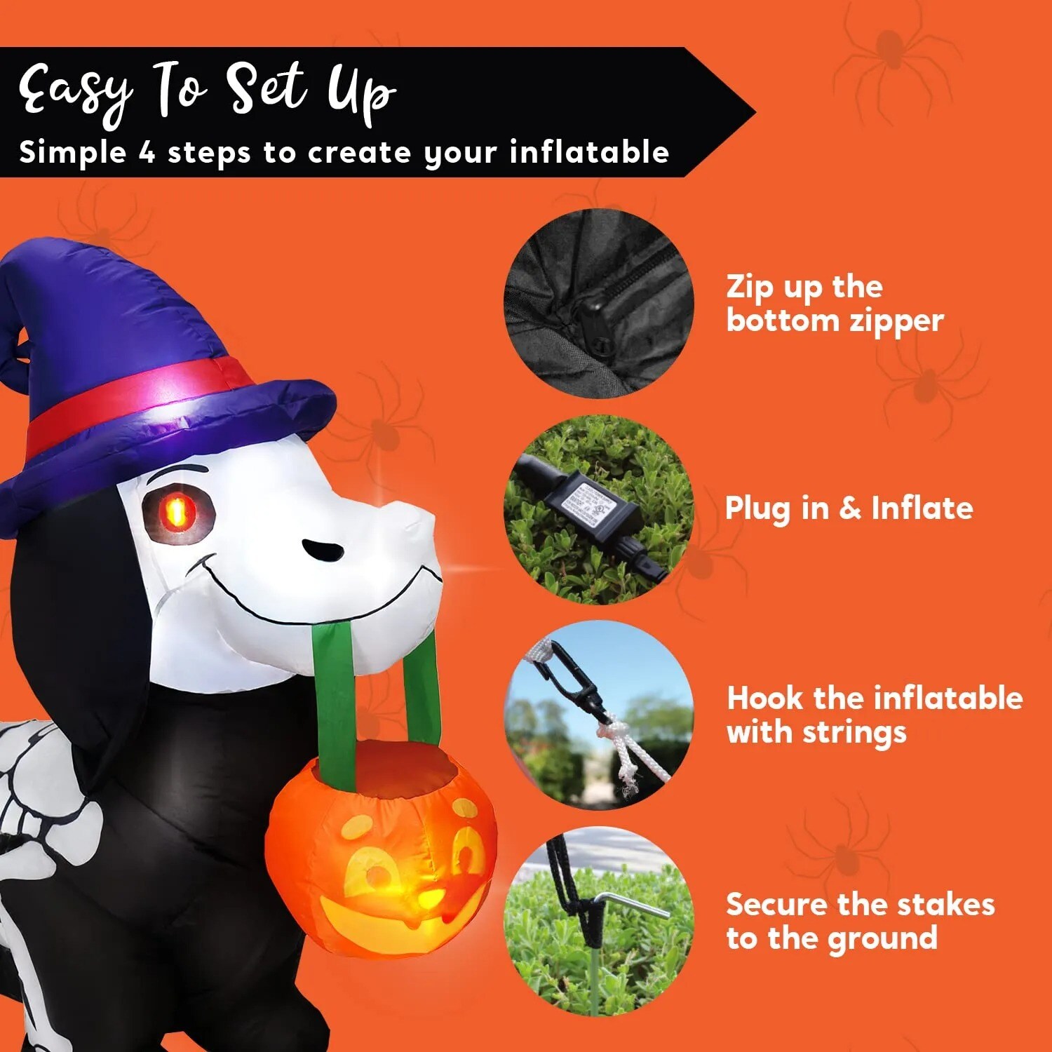 Joyfy Joyfy 5 ft. Tall Black White Purple and Orange Vinyl Skeleton ...