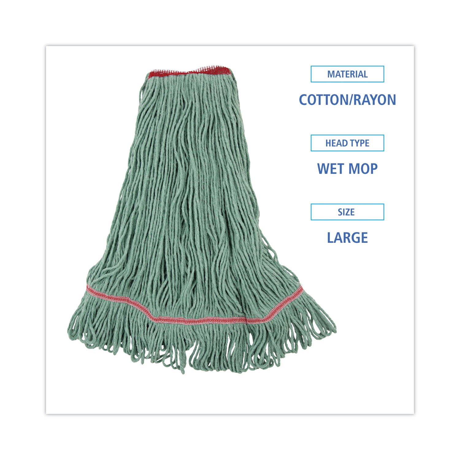 Boardwalk Mop Head Premium Standard Head Cotton Rayon Fiber Large Green ...