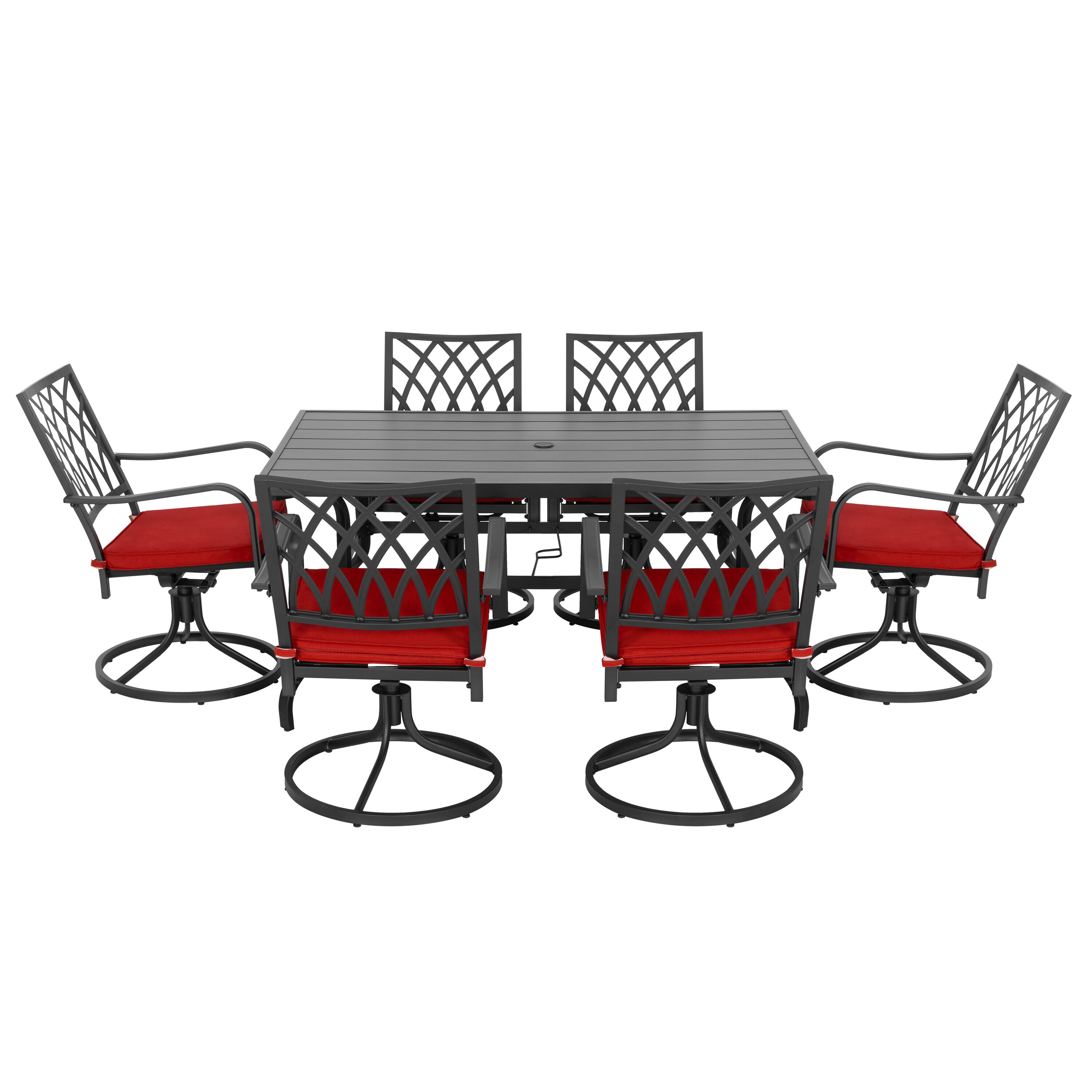 Nuu Garden 7 -Piece Black Patio Dining Set Iron Rectangle Table with 6 ...