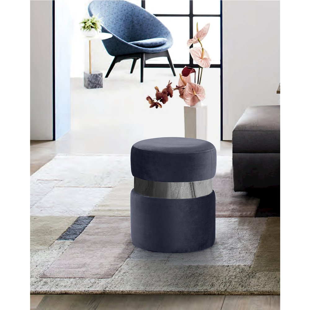 Meridian Hailey Grey Velvet Ottoman Stool in the Ottomans & Poufs ...