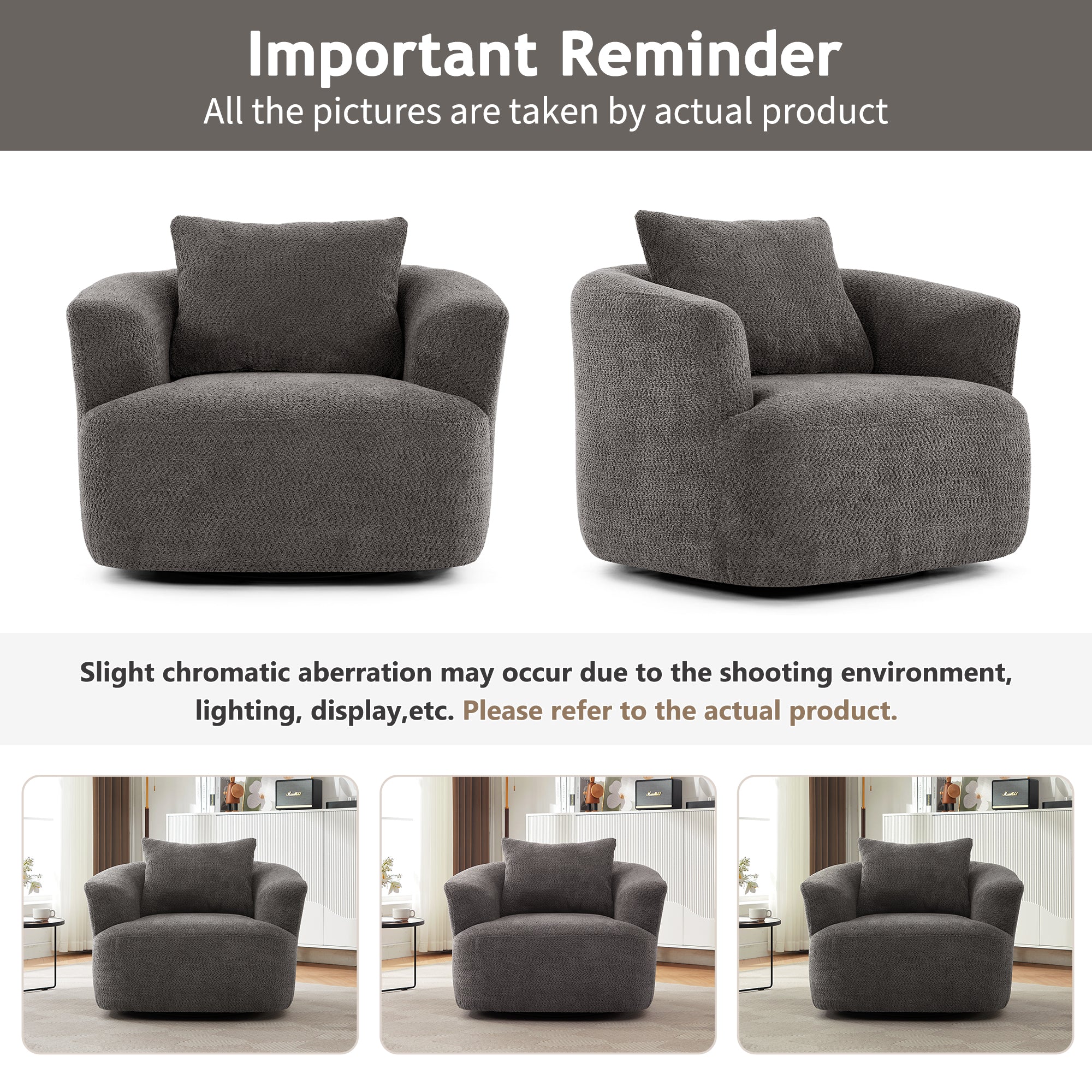Boyel Living 360° Swivel Chair 38.2 inch Accent Chair Sofa Upholstered ...