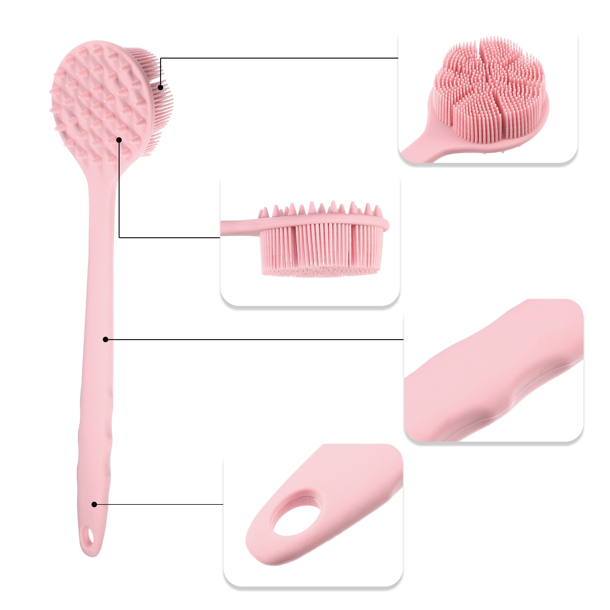 Unique Bargains Double Side Long Handle Bath Brush Back Scrubber for ...