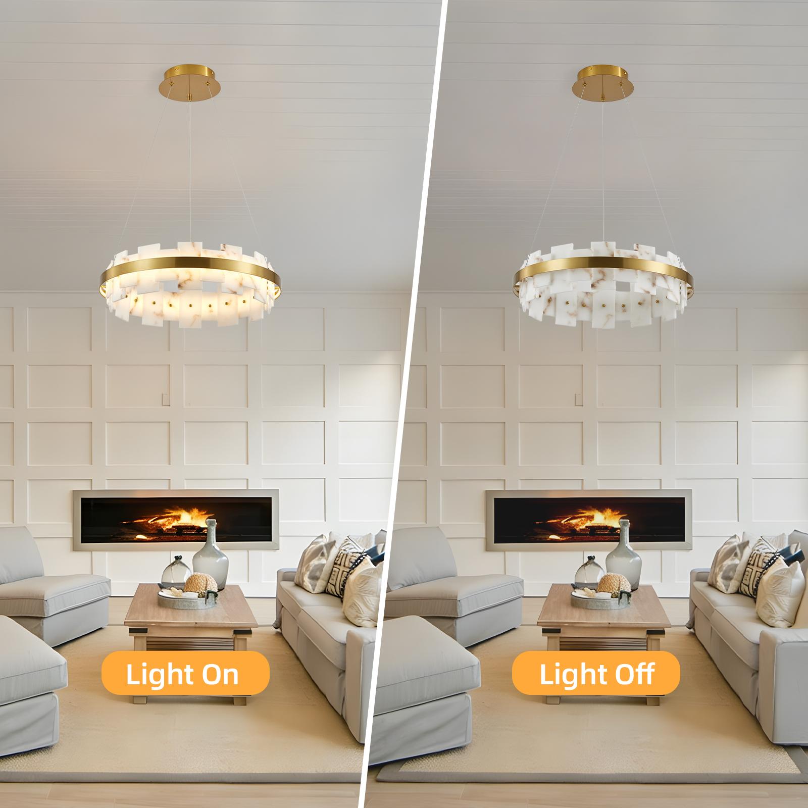 Bayfeve 20-in Modern Round Gold Integrated LED Chandelier with White ...