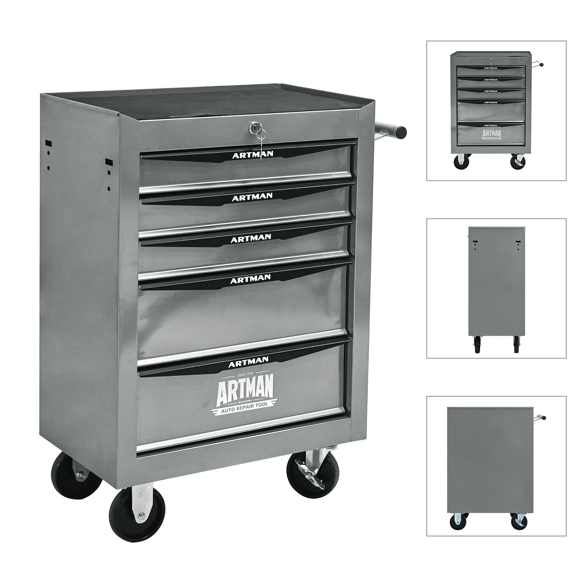 HyperDrop Cart Rolling Metal Tool Chest With 5 Drawers 20 Inch 5 Drawer ...
