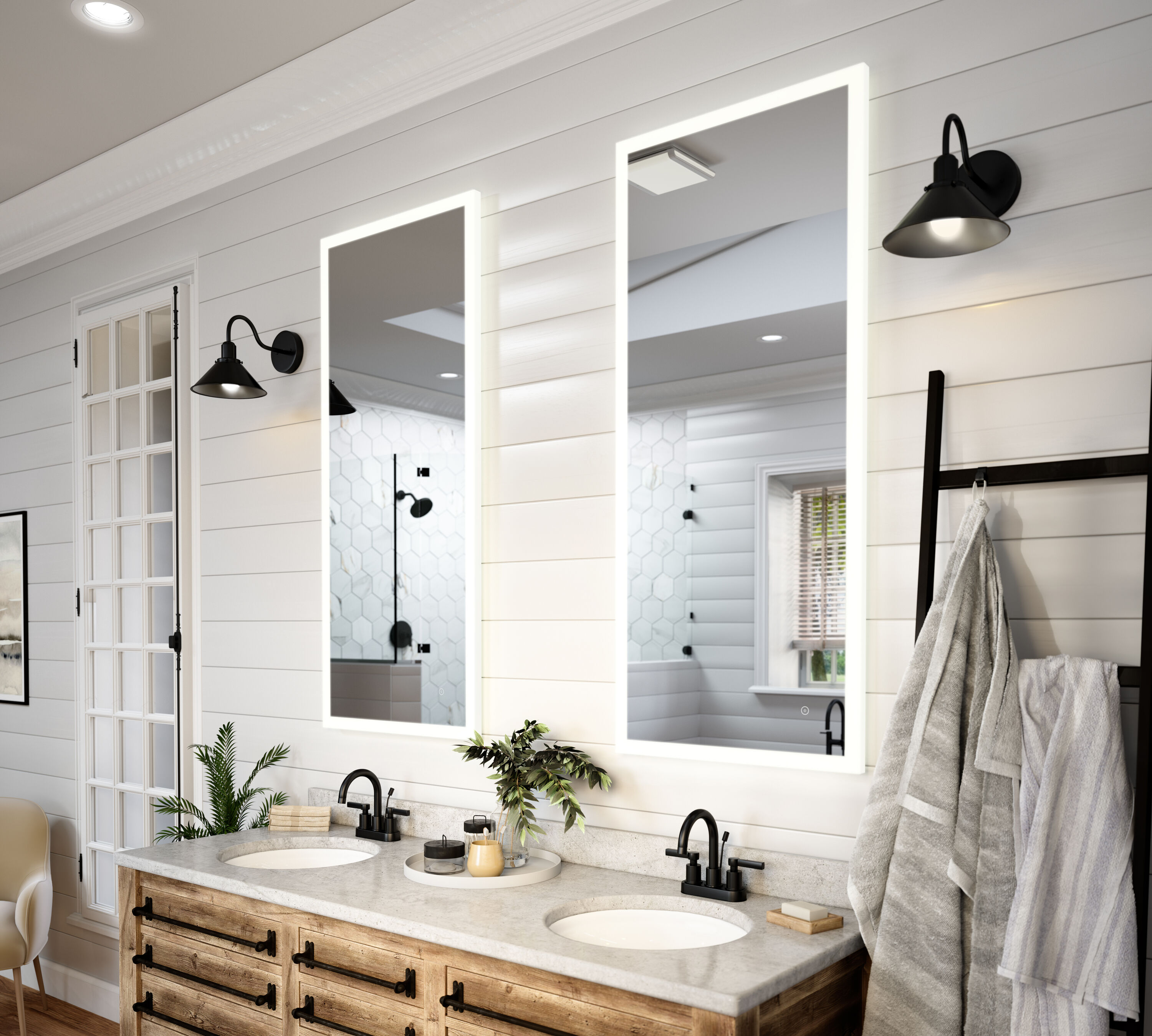 allen + roth 36-in x 60-in Polished Frameless Rectangle Dimmable LED ...