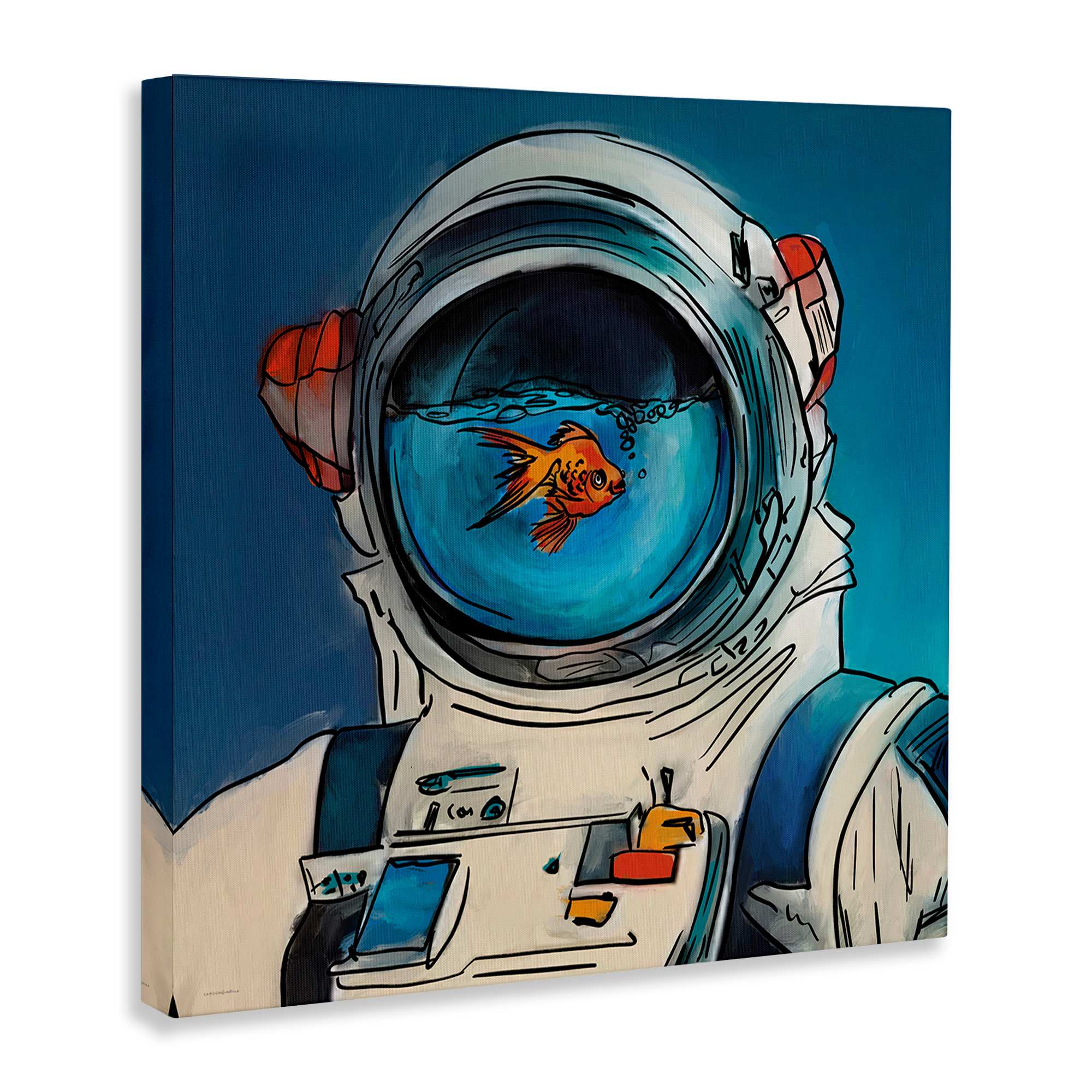 Stupell Industries Goldfish Astronaut Suit Canvas Wall Art By Kamdon ...