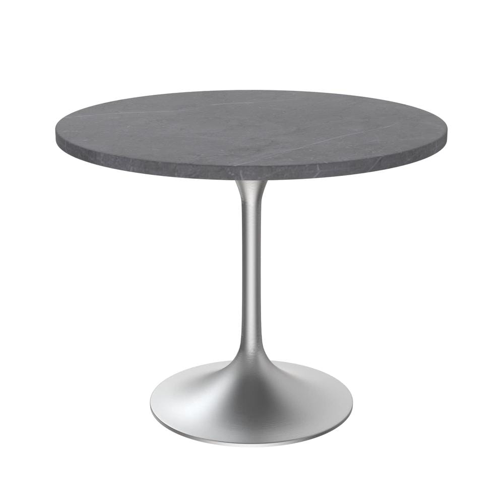 Leisuremod Verve Collection 36 Round Dining Table Brushed Chrome Base ...
