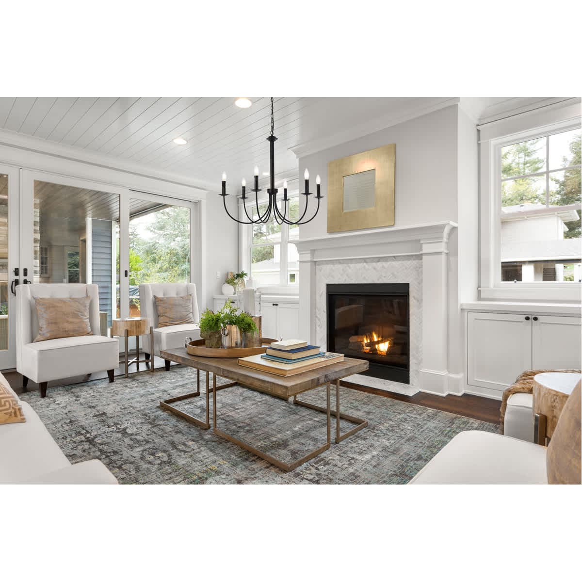 Elegant Lighting Living District LD7041D32BK Brielle 6 Light 32 inch ...