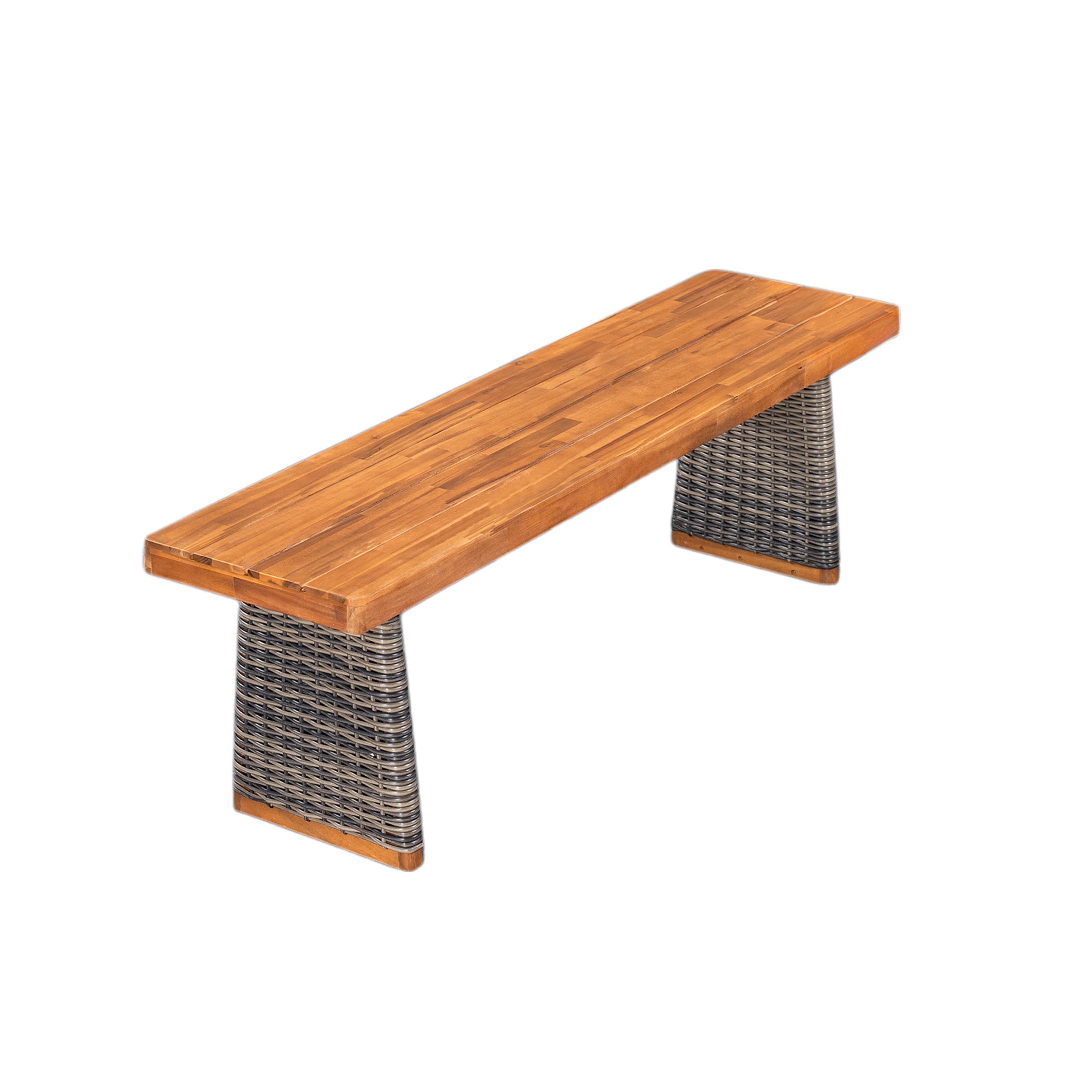 Christopher Knight Home Outdoor Acacia Wood Bench Teak Finish and Grey ...