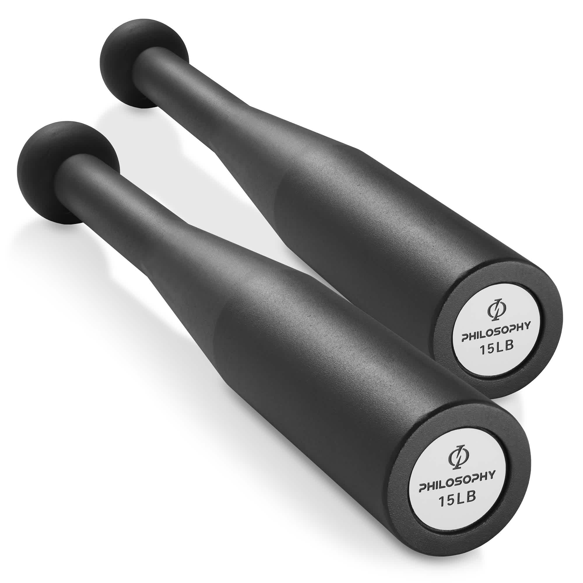 Philosophy Gym 15-lb Indian Clubs Pair - Weighted Steel Club Bells - 30 ...