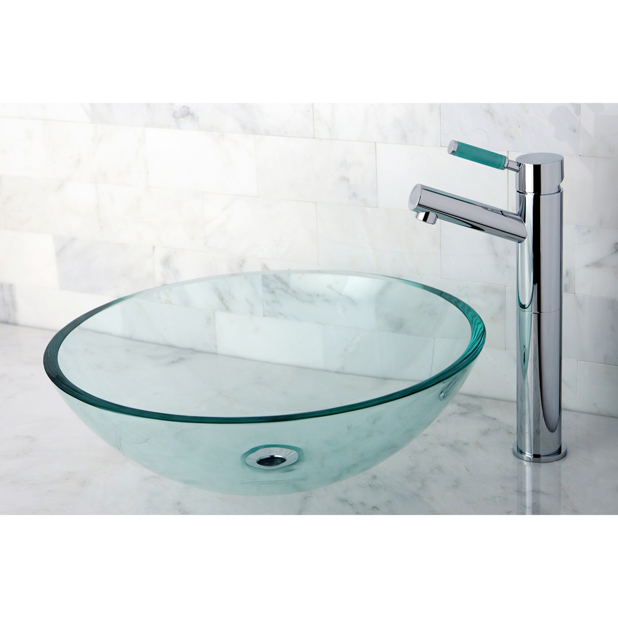 Kingston Brass Glass 16.5-in Wall-mount Modern Crystal Clear Console ...