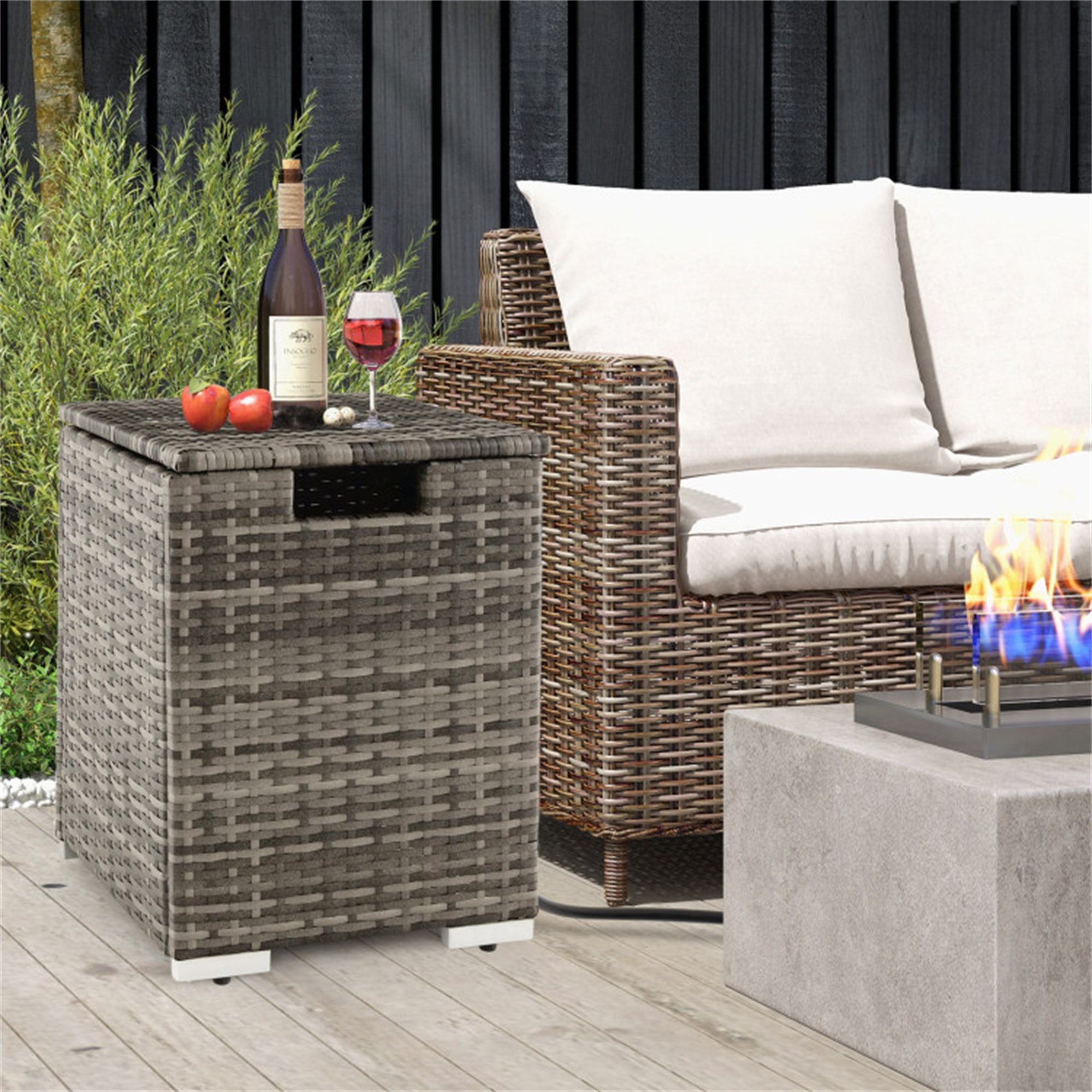 2-in-1 Patio Rattan Gas Propane Tank Cover Grills & Outdoor Cooking at ...
