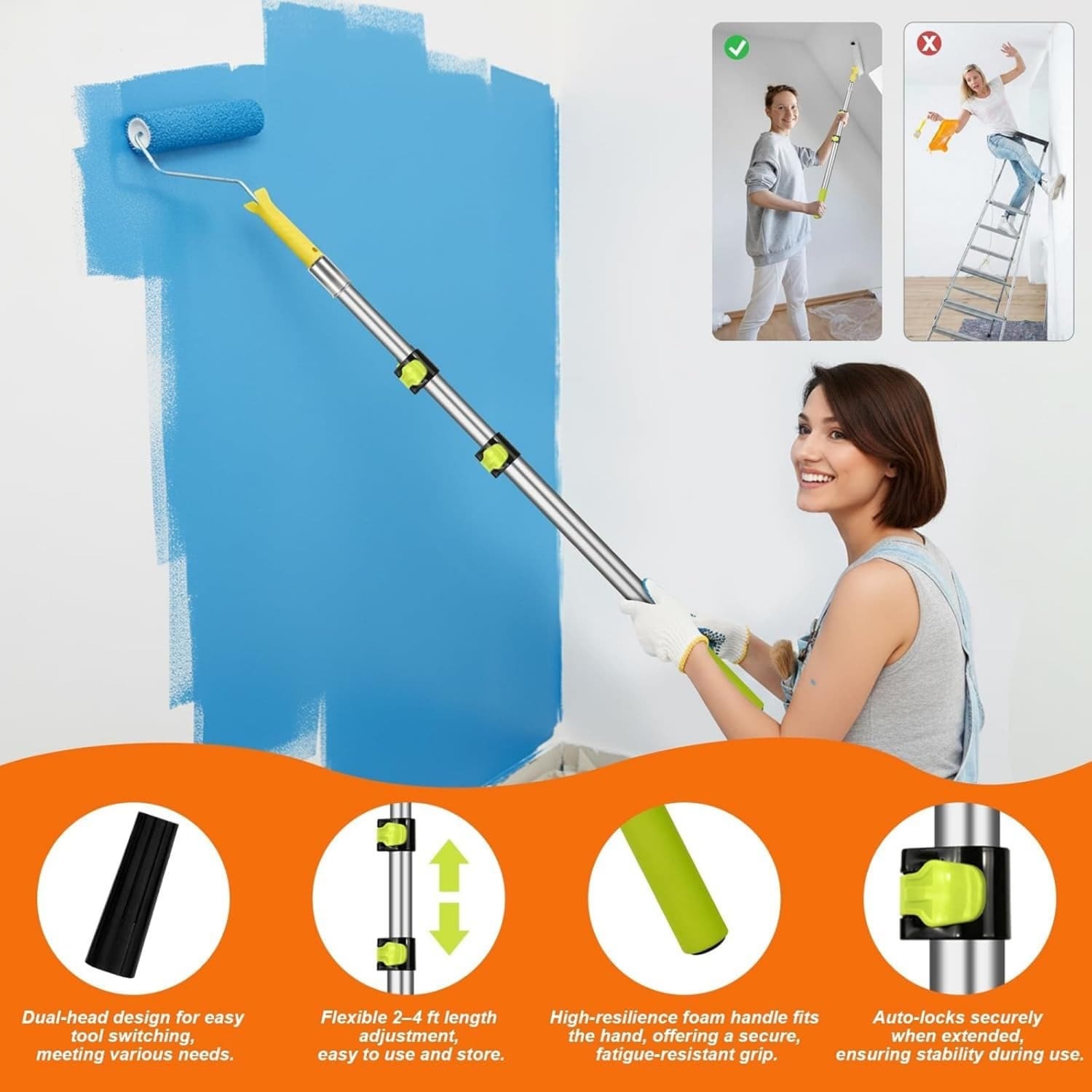 OGETFUUR 38-Piece Yellow Paint Roller Kit with Paint Rollers Covers ...