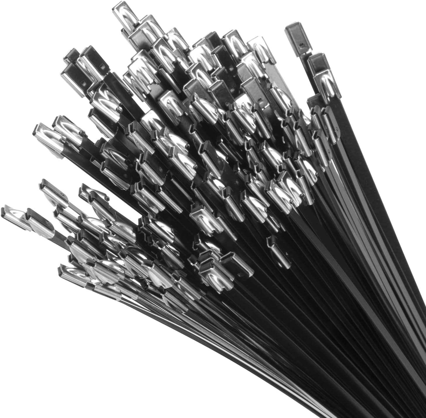 XINGO 14 in Black Metal Zip Ties 100 Pack 304 Stainless Steel Heavy ...