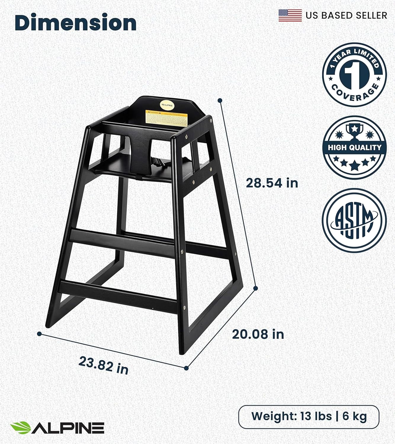 Alpine Industries 2-Pack 28.5-in H Espresso Stackable Wooden High Chair ...