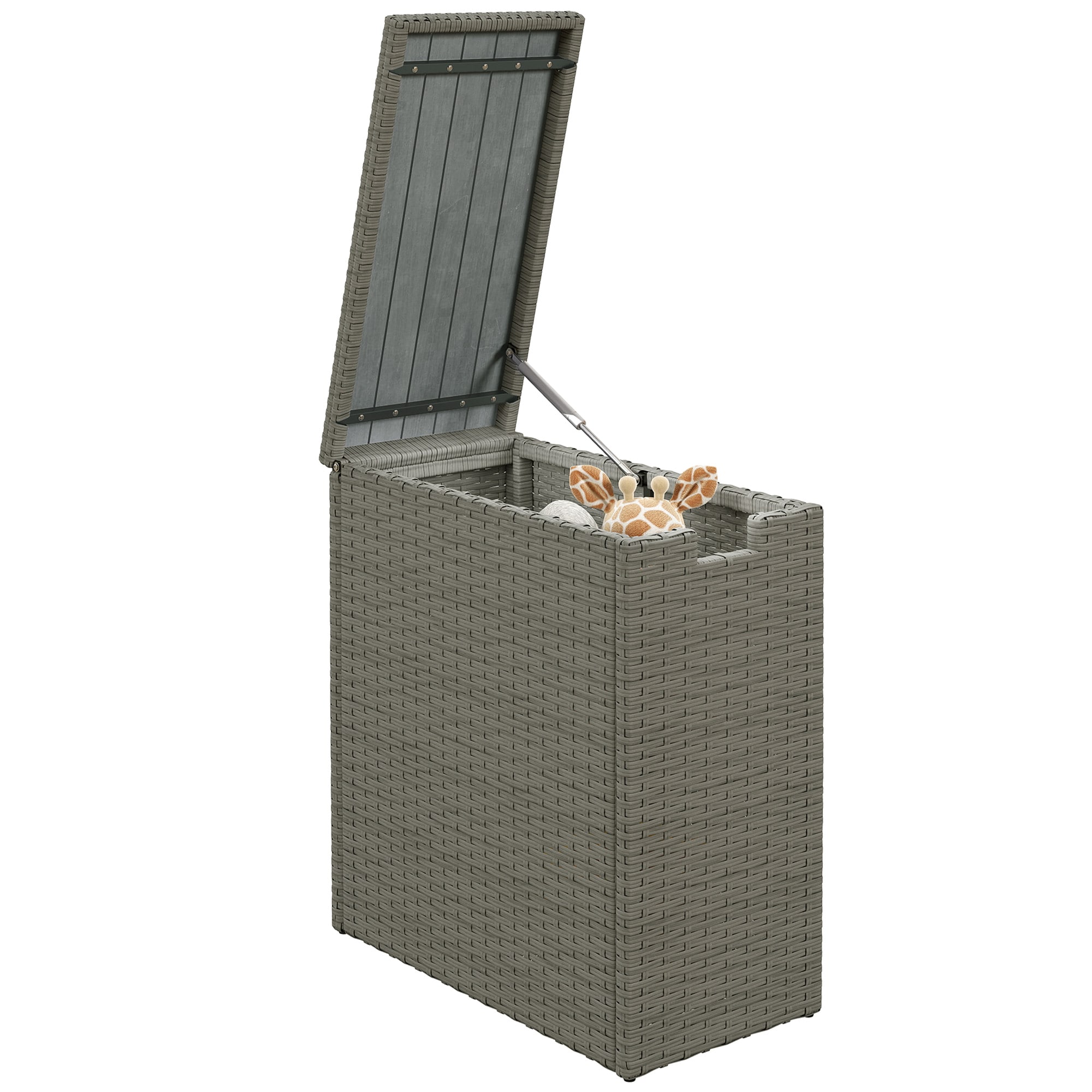 Outsunny 17 Gallon Wicker Small Deck Box PE Rattan Outdoor Storage Box ...