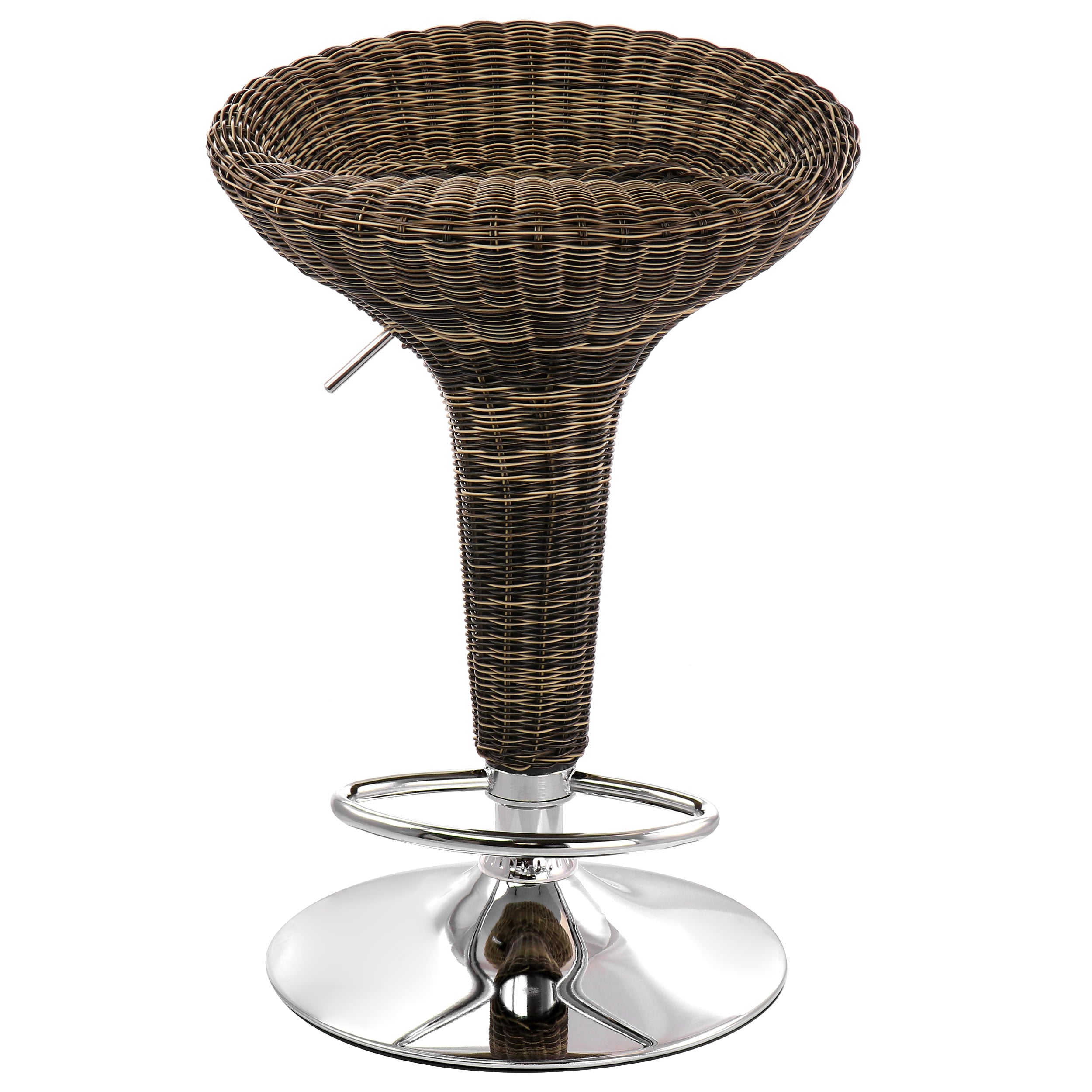 Elama 2 Piece Adjustable Backless Wicker Bar Stool in Brown with Chrome ...