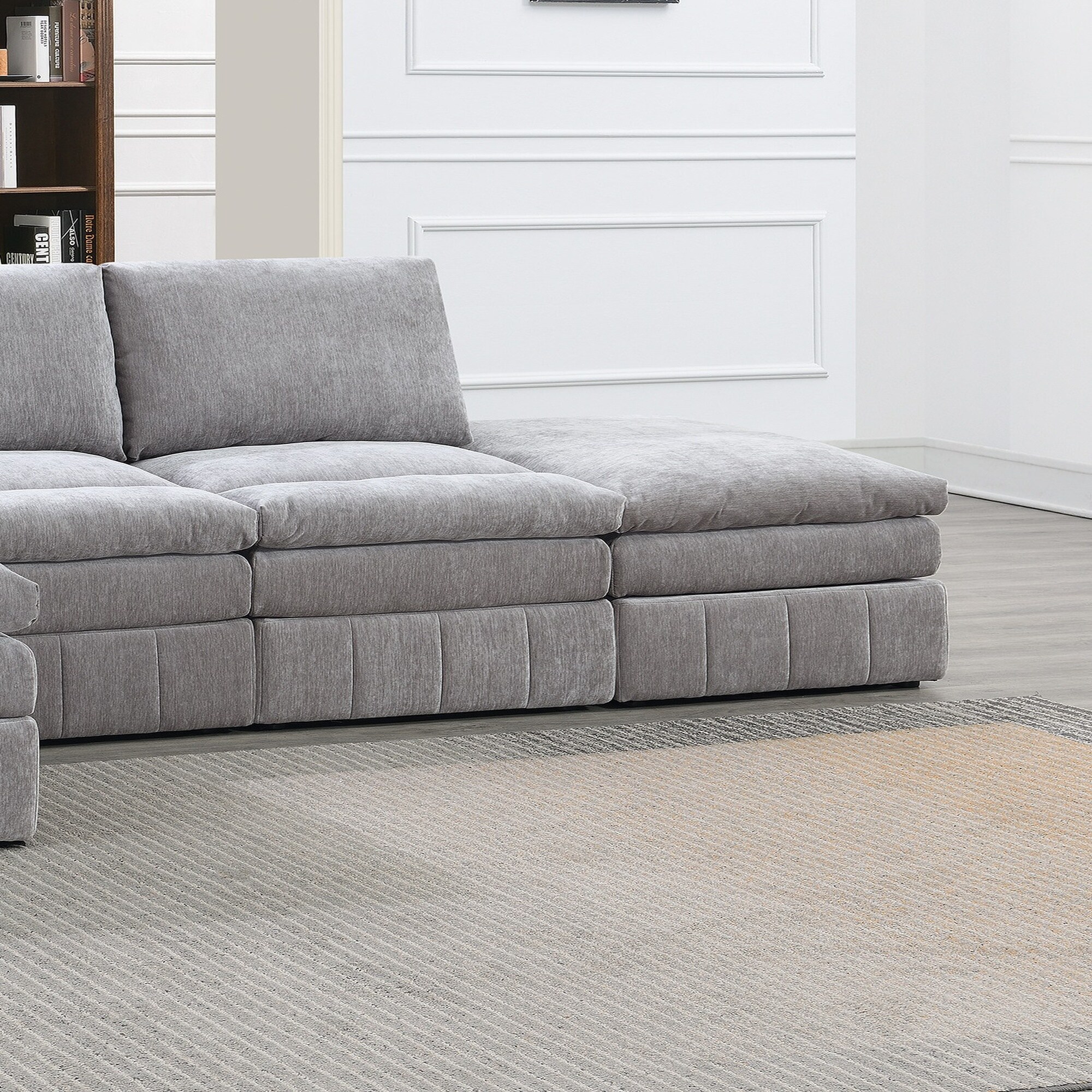 HyperDrop Cart 5 Piece Modular Sectional Set Morgan Fabric Plush 1 One ...