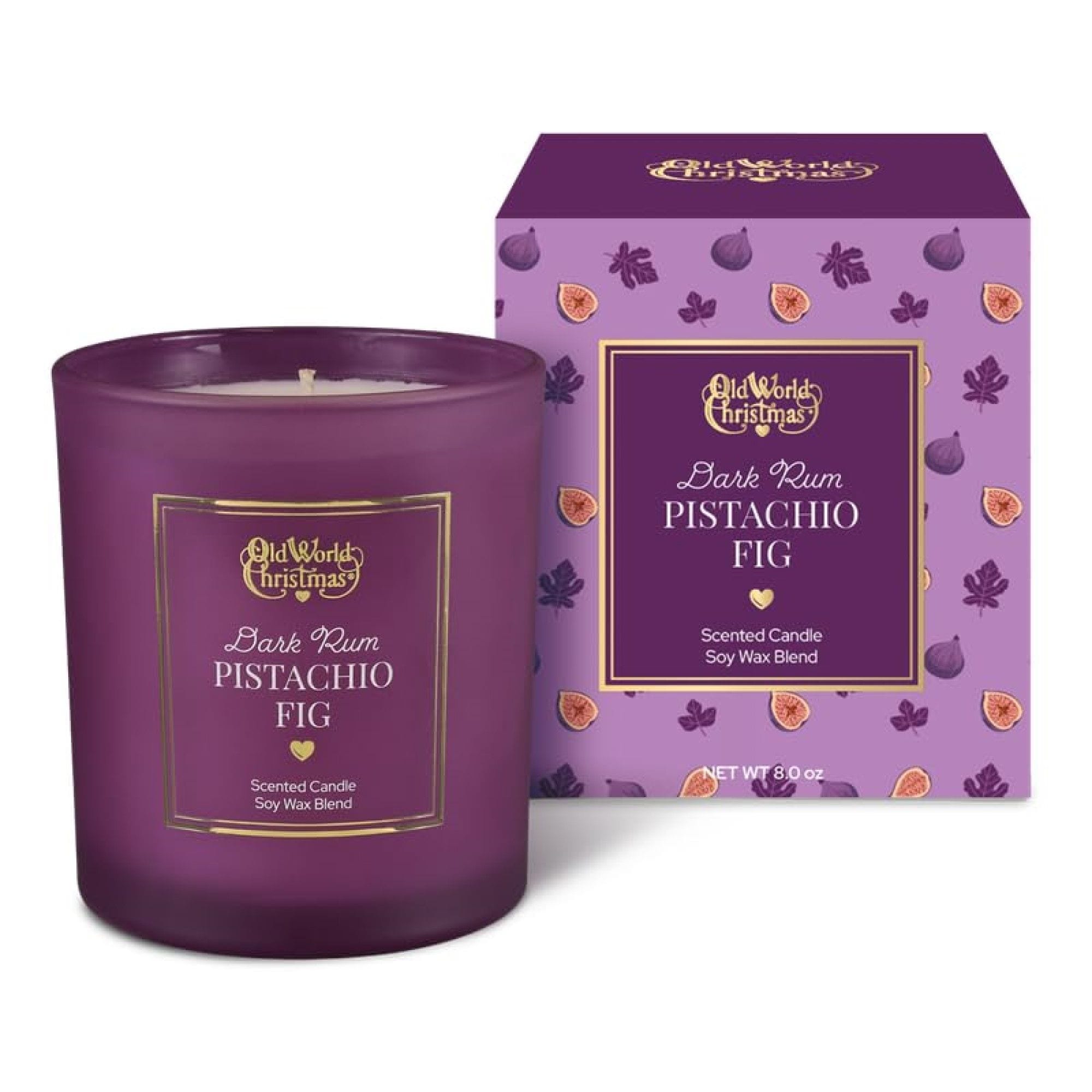 Old World Christmas Dark Rum Pistachio Fig Soy Wax Blend 8oz Candle in ...