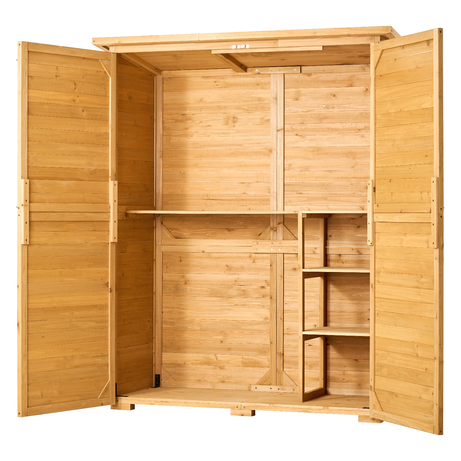 GIVIMO Outdoor Storage Shed 55 x 67.5-in Large Wooden Storage Cabinet ...