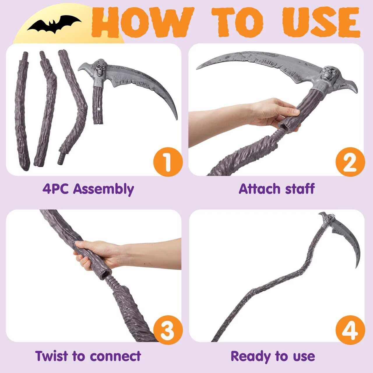 Joyfy Grim Reaper Scythe Prop Grim Reaper Faux Scythe Blade Weapon ...