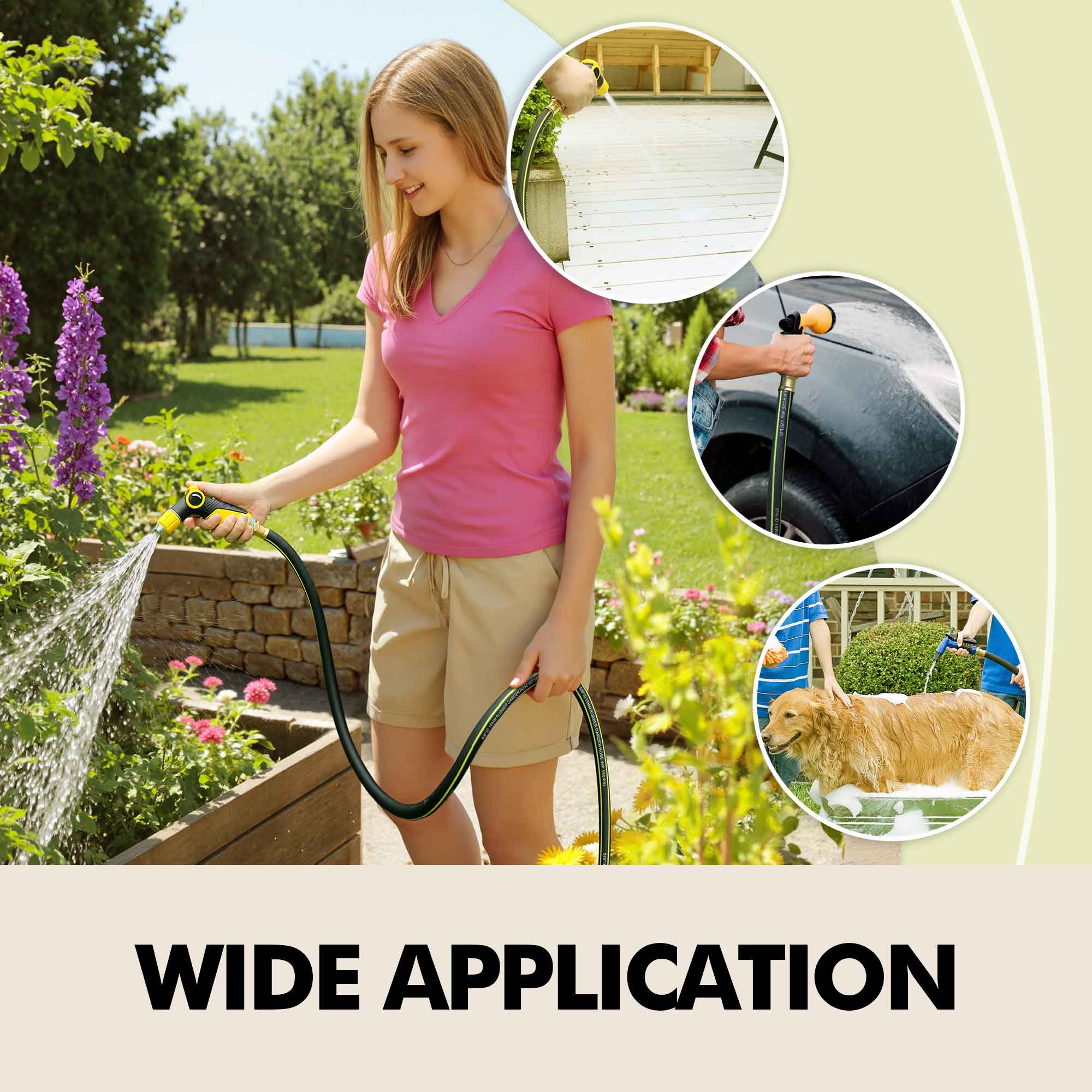 Jardineer Rubber Garden Water Hose 50ft 5/8 Leak Proof Garden Hose with ...